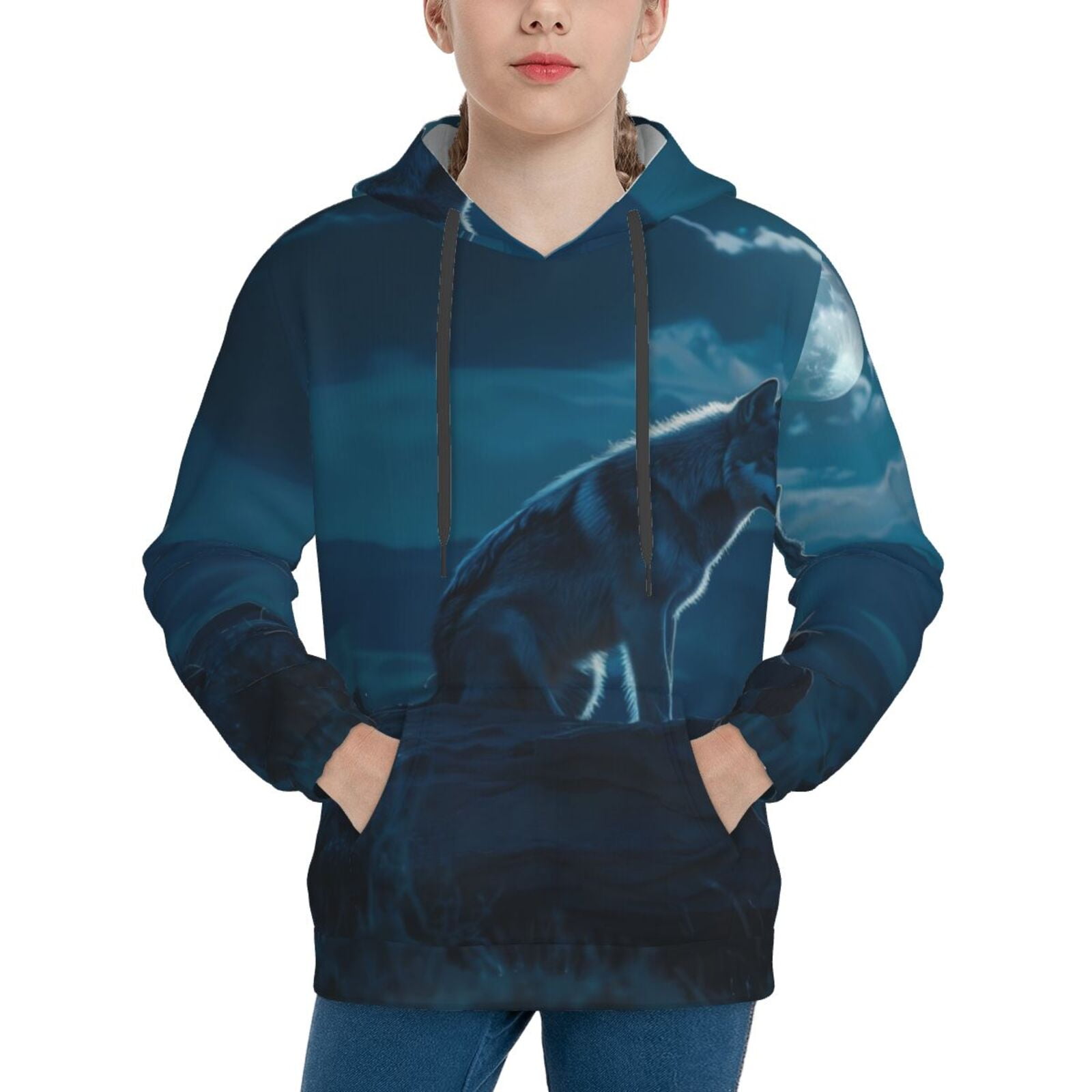 Daiia Lonely Night Wolf for Boys Fashion Hoodies & Sweatshirts with ...