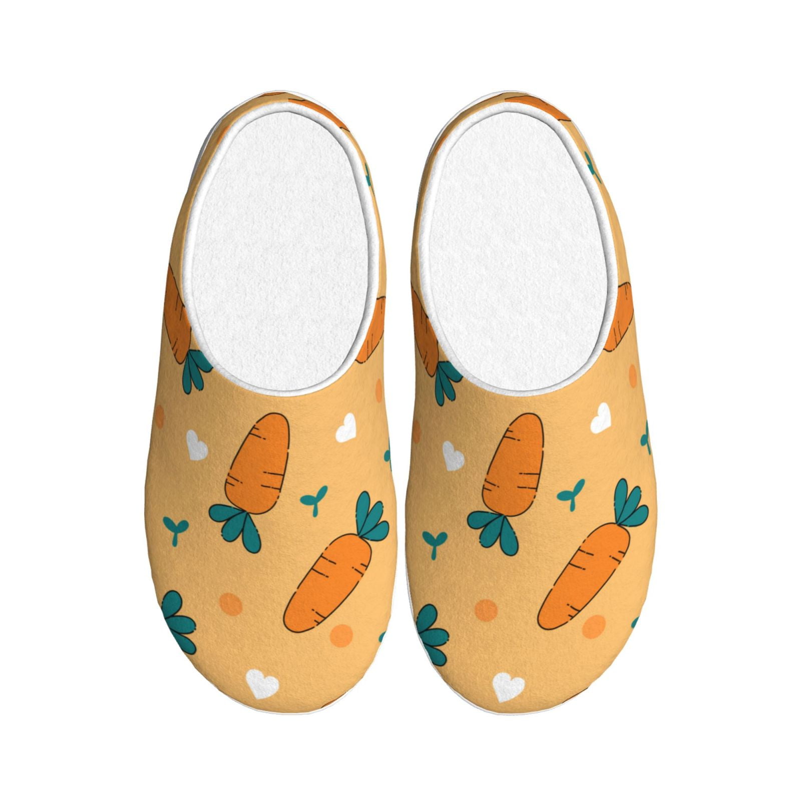 Daiia Love Carrot Print Women’s Fuzzy Slippers Memory Foam Lightweight ...