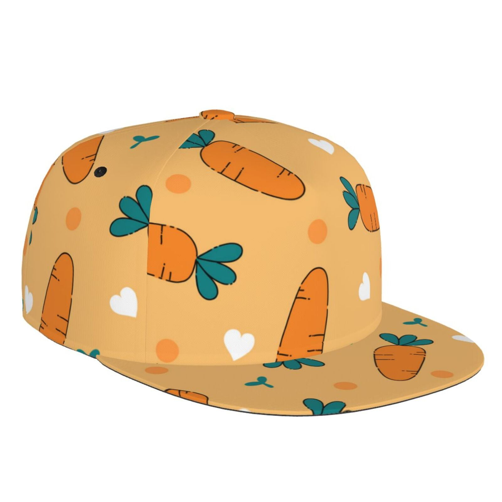 Daiia Love Carrot print Flat Bill Hats Flat Brim Trucker Cap Baseball ...