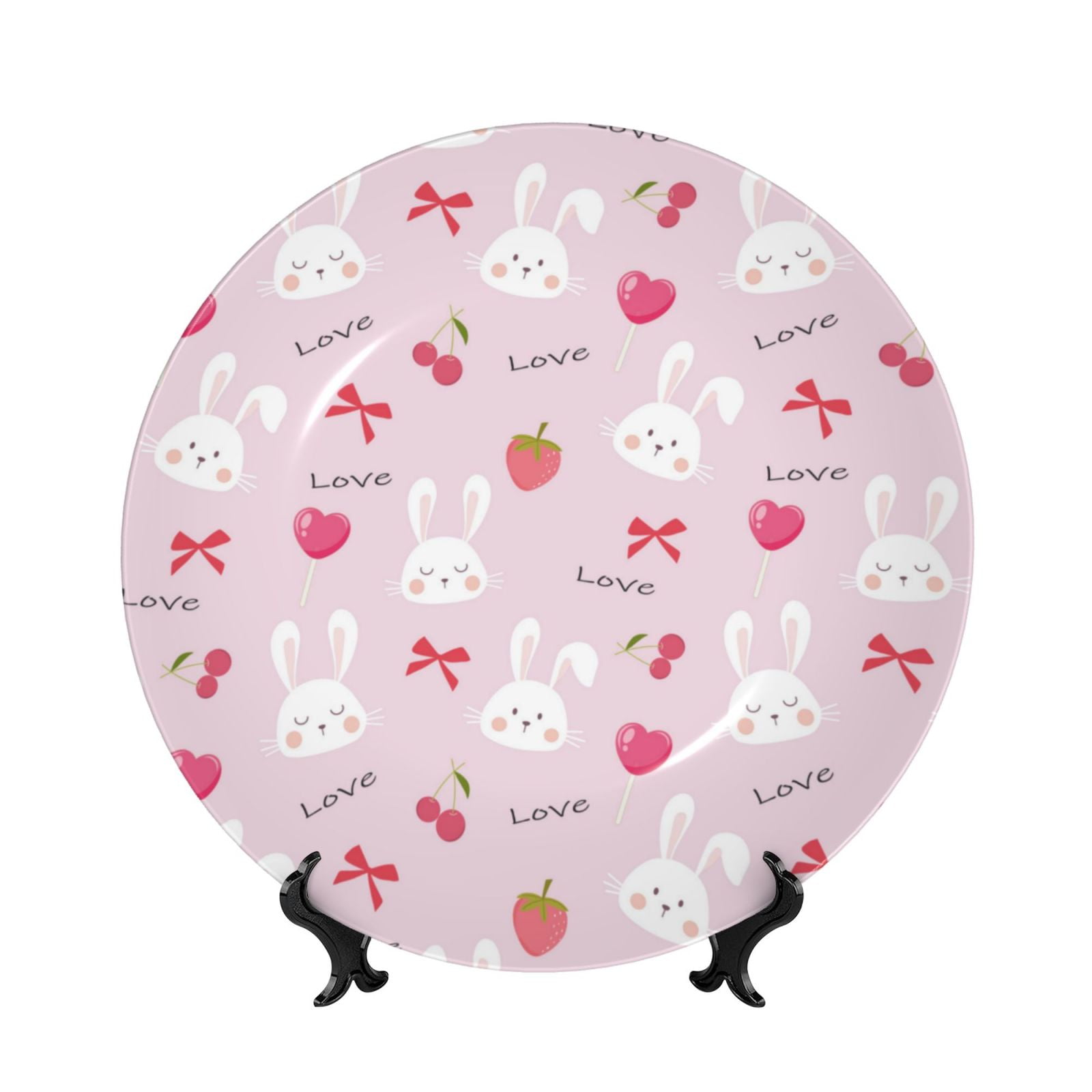 Daiia Love Rabbit Printed Pattern Ceramic Plate Dinner Plates Bone ...