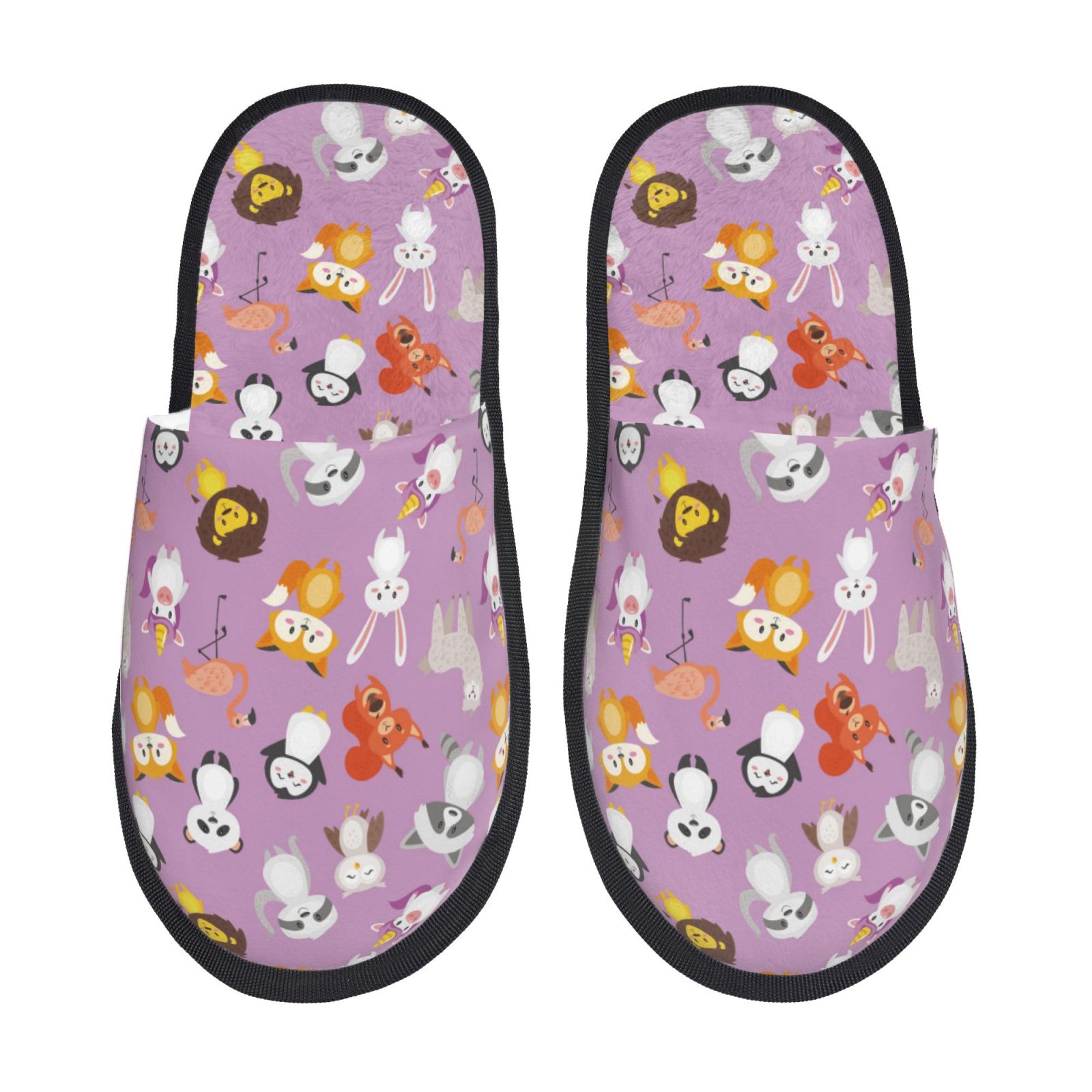 Daiia Lovely Animals Pattern Furry Slippers for Women and Men, Soft ...
