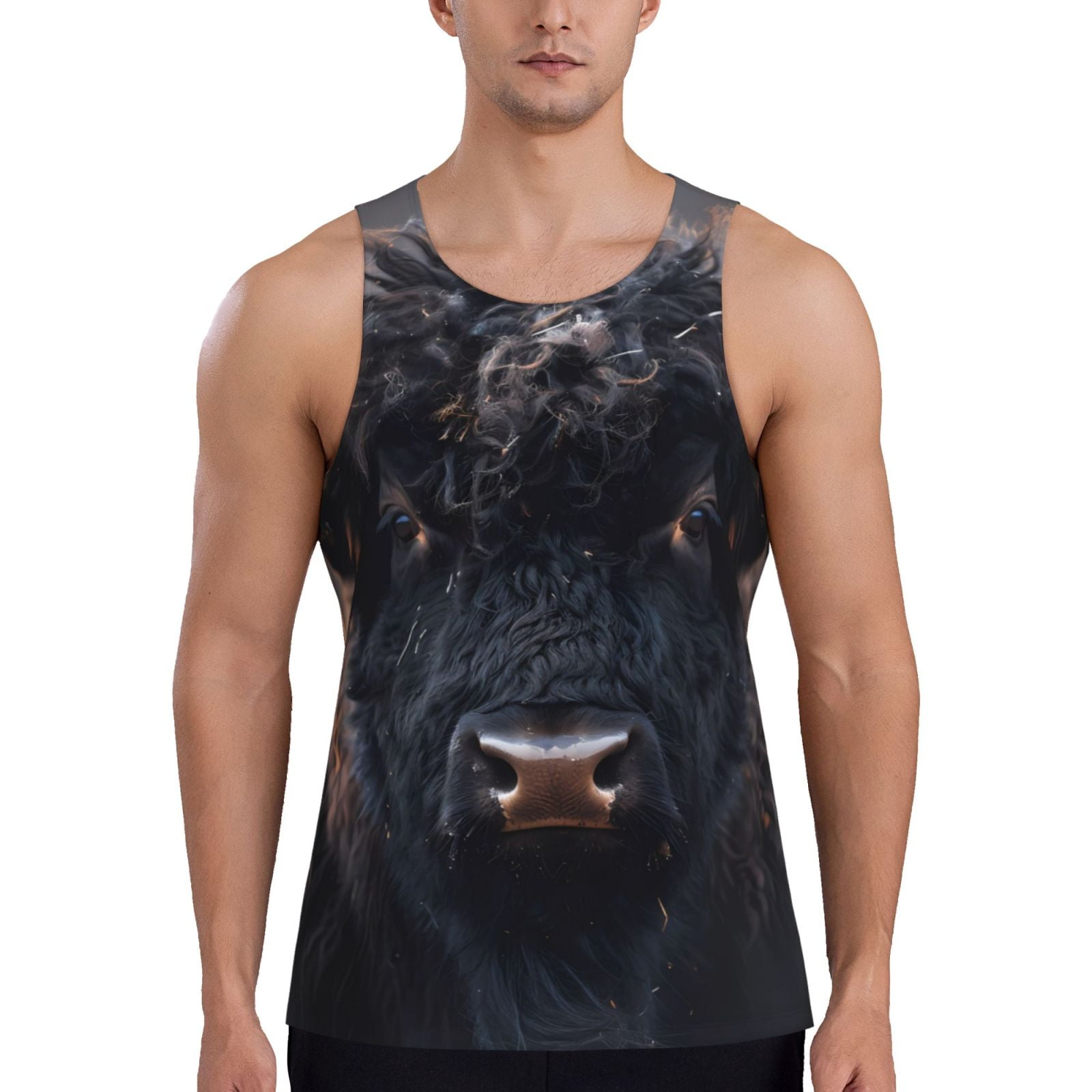 Daiia Majestic Black Yak Printed Men's Quick Dry Fit Muscle Tank Top ...