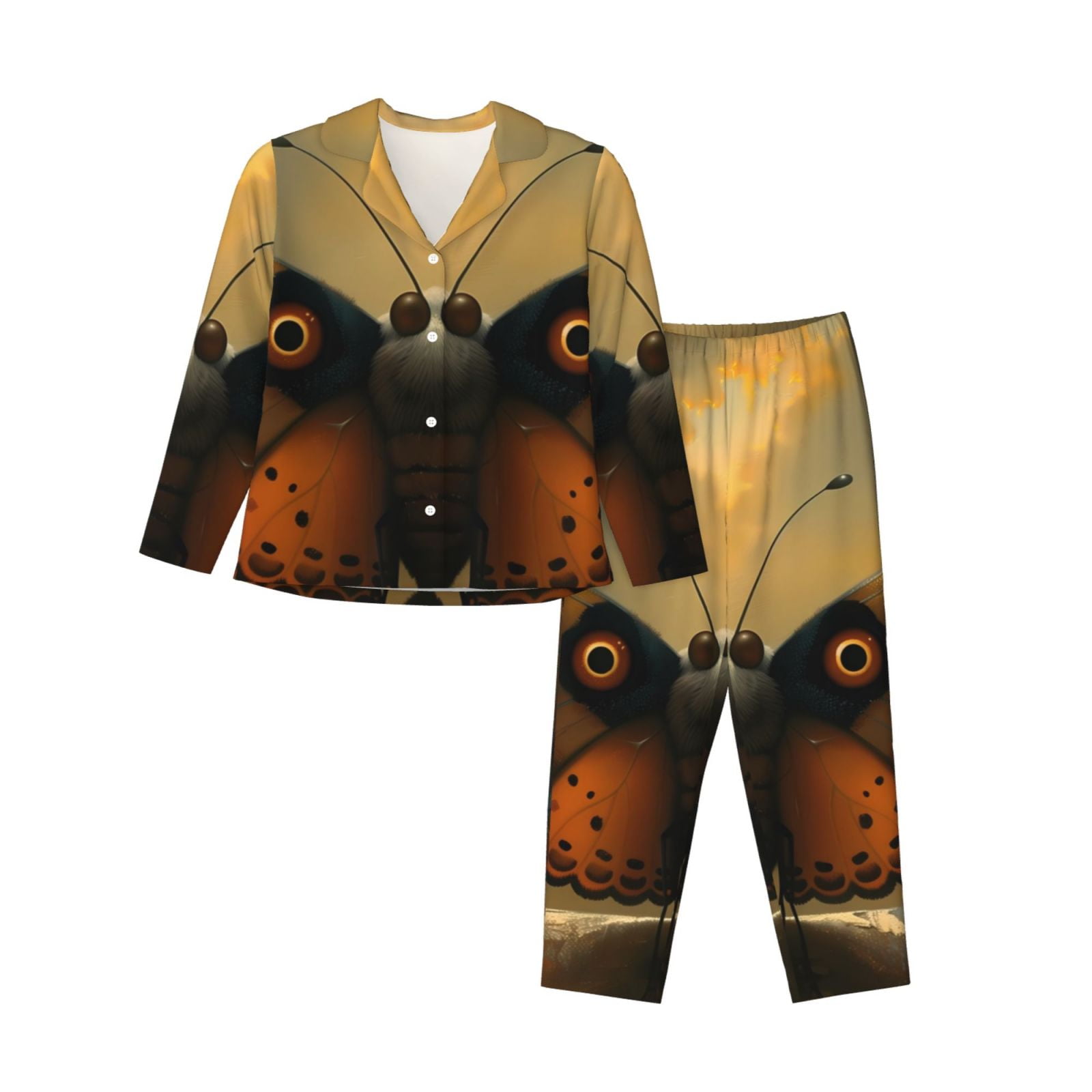 Daiia Majestic Butterfly Sunset for Women's Long-Sleeved Pajama Set ...