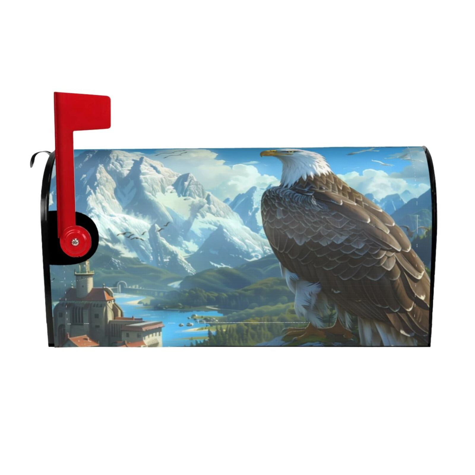 Daiia Majestic Eagle Over Castle Mailbox Cover , Magnetic Welcome ...