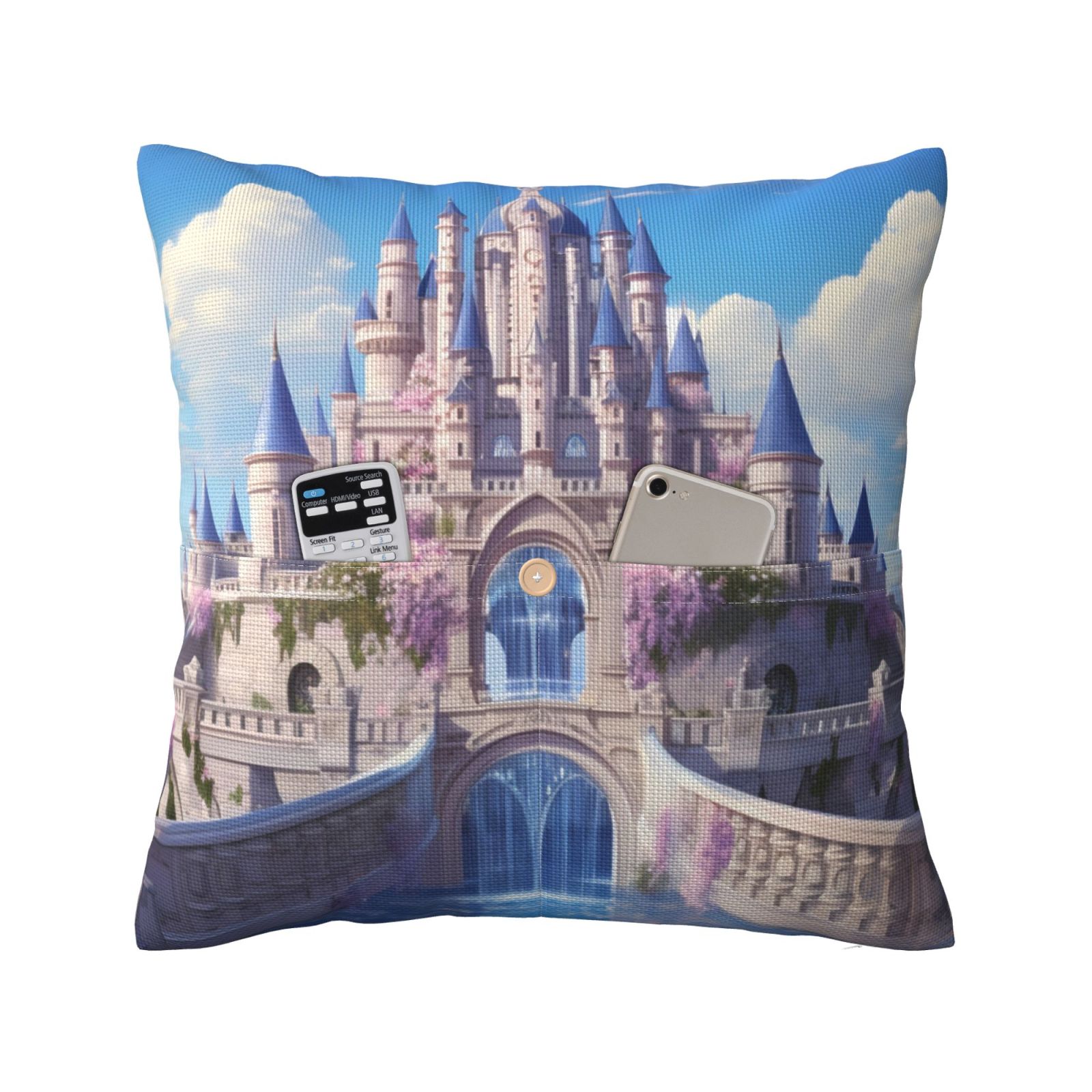 Daiia Majestic Fantasy Castle Pattern Linen Decorative Throw Pillow ...