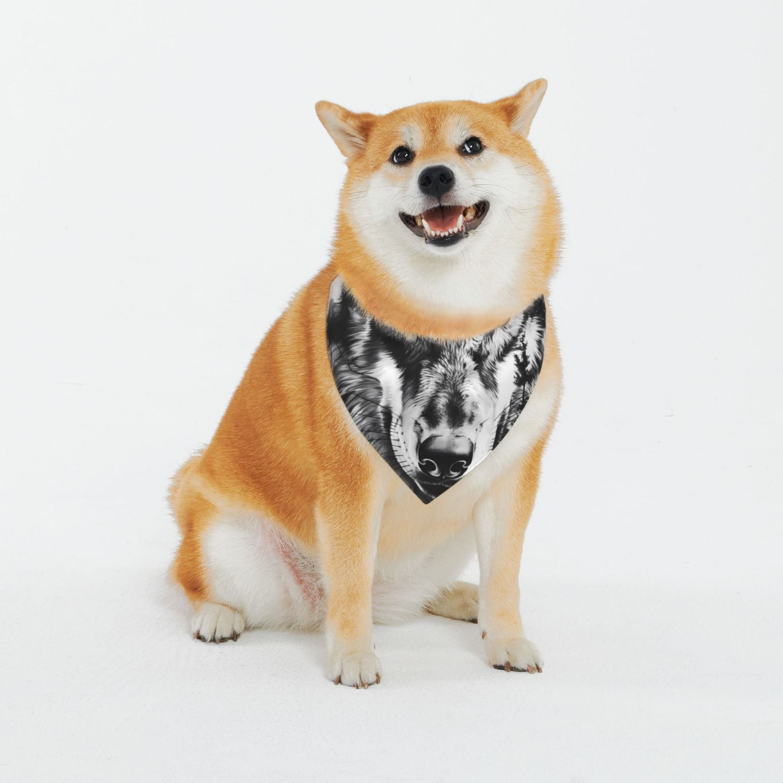 Daiia Majestic Wolf Landscape Print Pet Scarf, Adjustable Pet Bandana ...