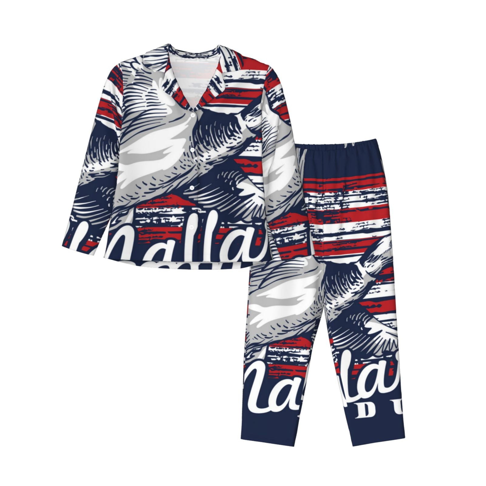 Daiia Mallard Duck With American Flag for Women's Long-Sleeved Pajama ...
