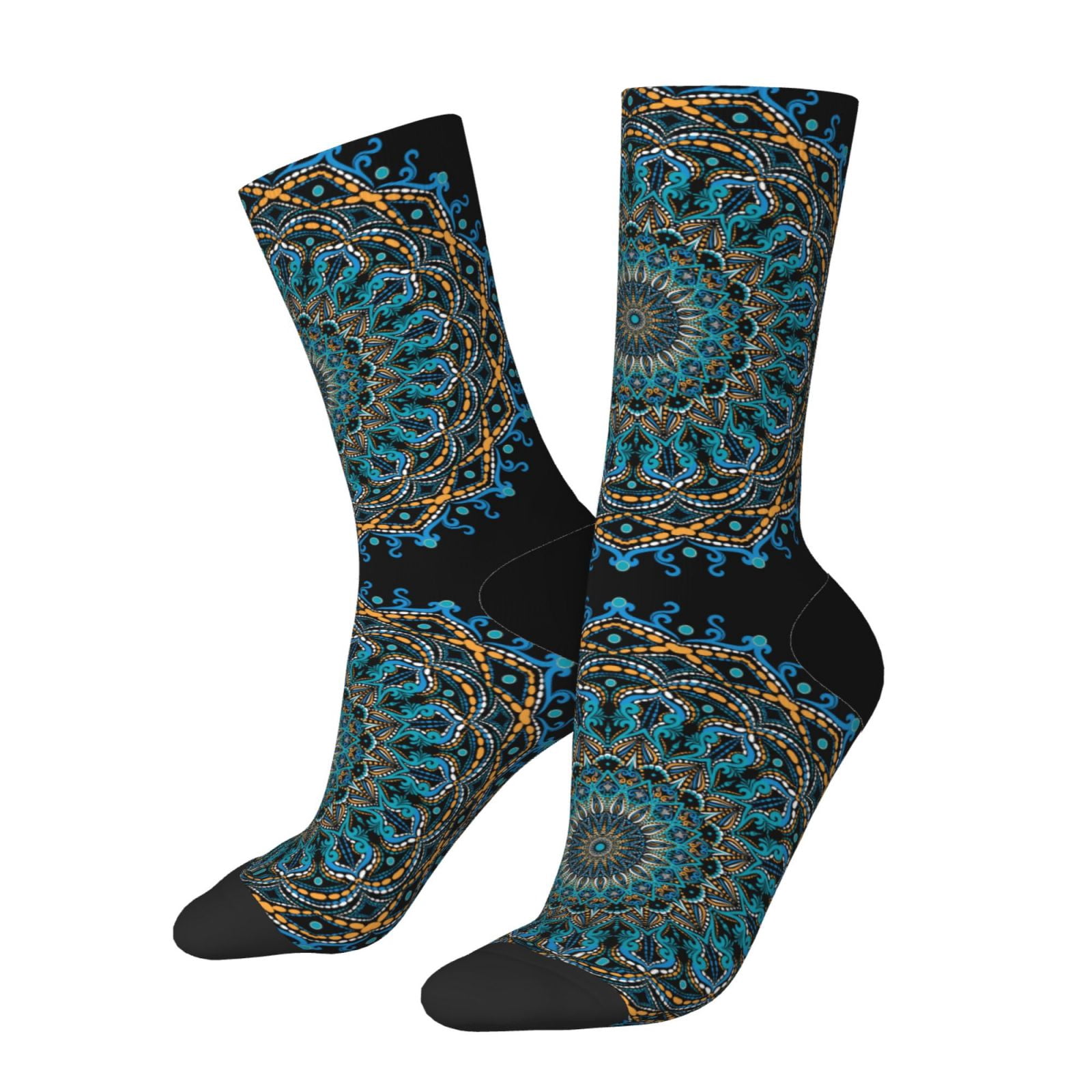 Daiia Mandala Print Crew Socks – Soft Breathable Long Socks for Men ...