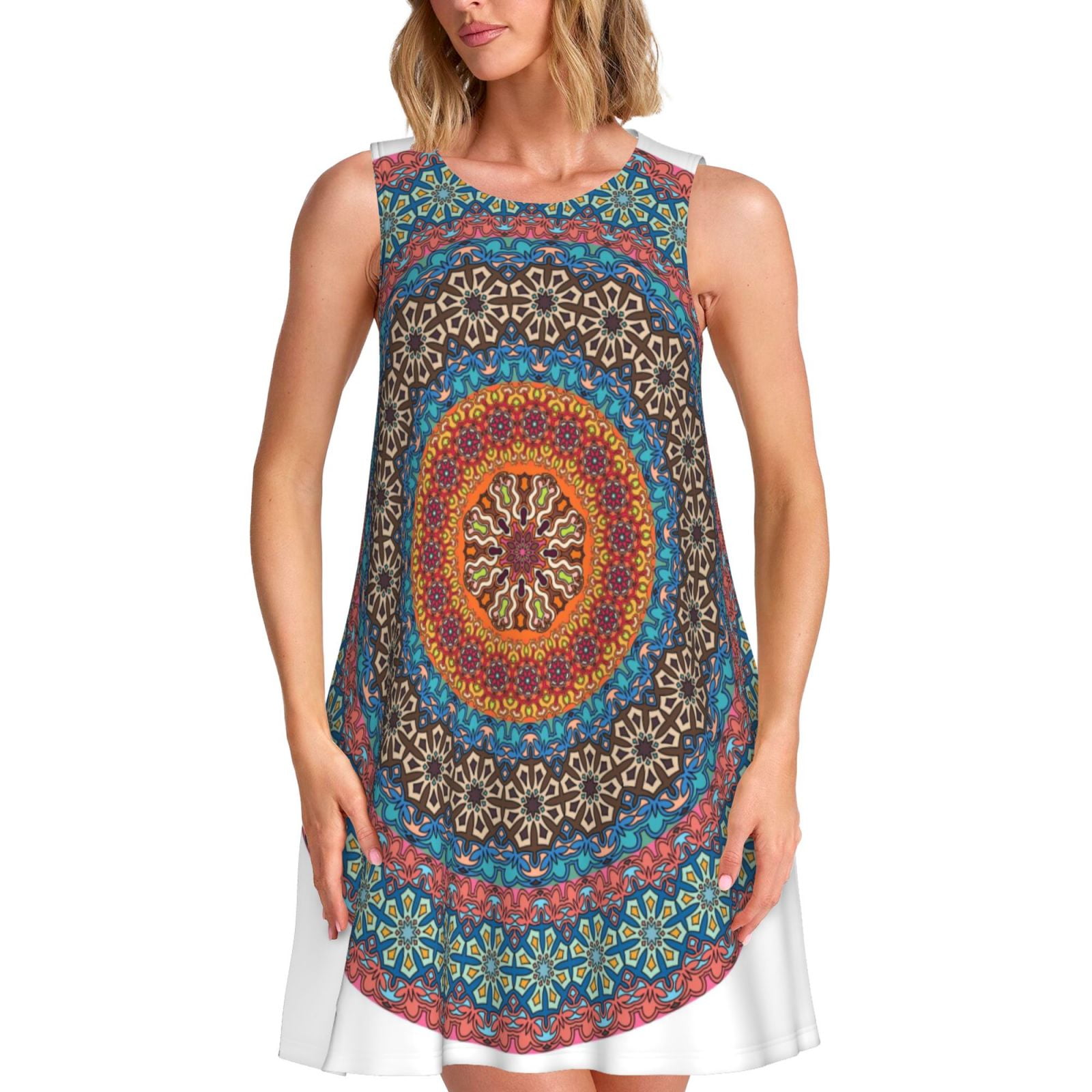 Daiia Mandala Print Women's Dresses 2025 Trendy Short sleeve Dresses ...