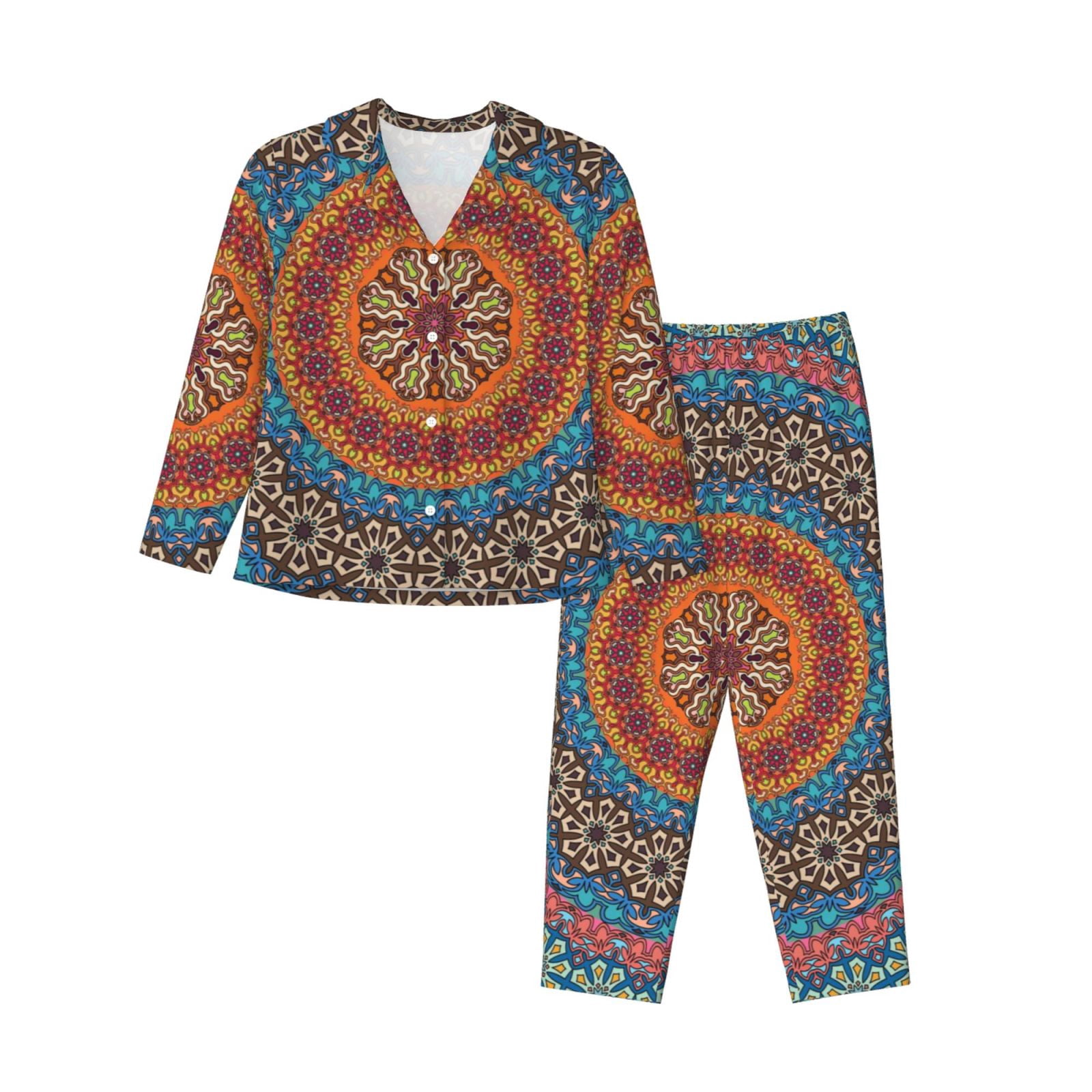 Daiia Mandala for Women's Long-Sleeved Pajama Set – Soft & Comfortable ...