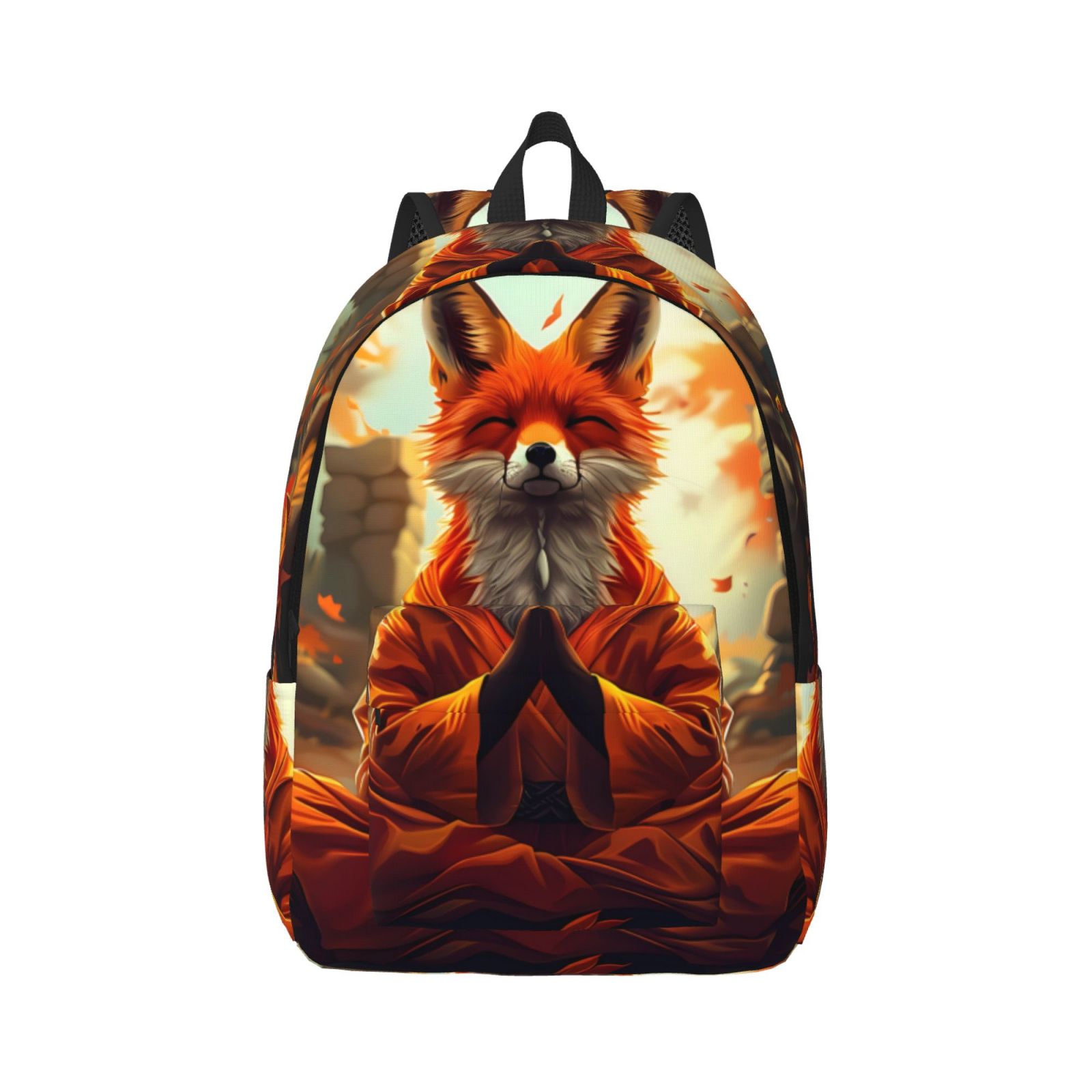 Daiia Maple Leaf Meditating Fox Vintage Canvas Backpack for Men and ...