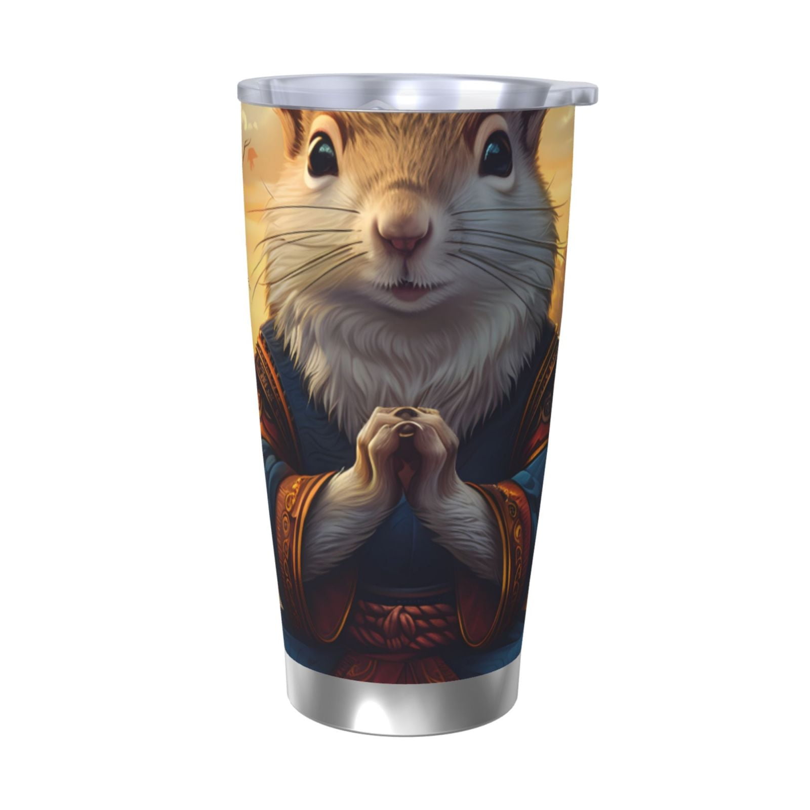 Daiia Maple Leaf Meditating Squirrel Printed 20oz Insulated Coffee Cup ...