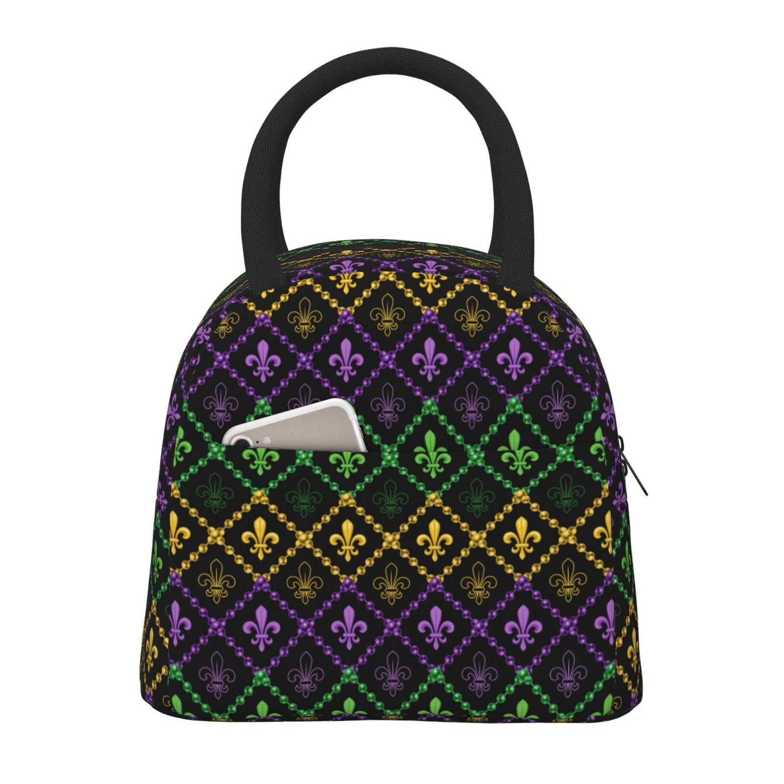 Daiia Mardi Gra Geometric Pattern Lunch Bag , Insulated Lunch Box ...