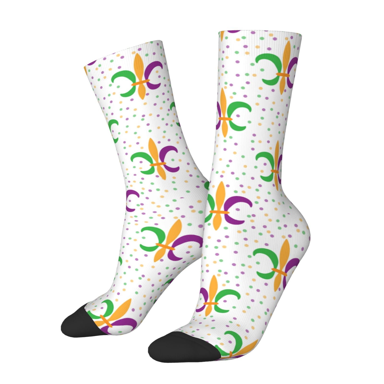 Daiia Mardi Gras Carnival1 Print Crew Socks – Soft Breathable Long ...