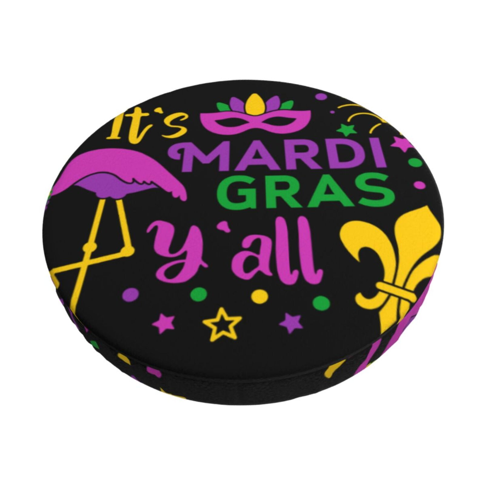 Daiia Mardi Gras with Flamingo Stool Covers Round,Round Bar Stool ...