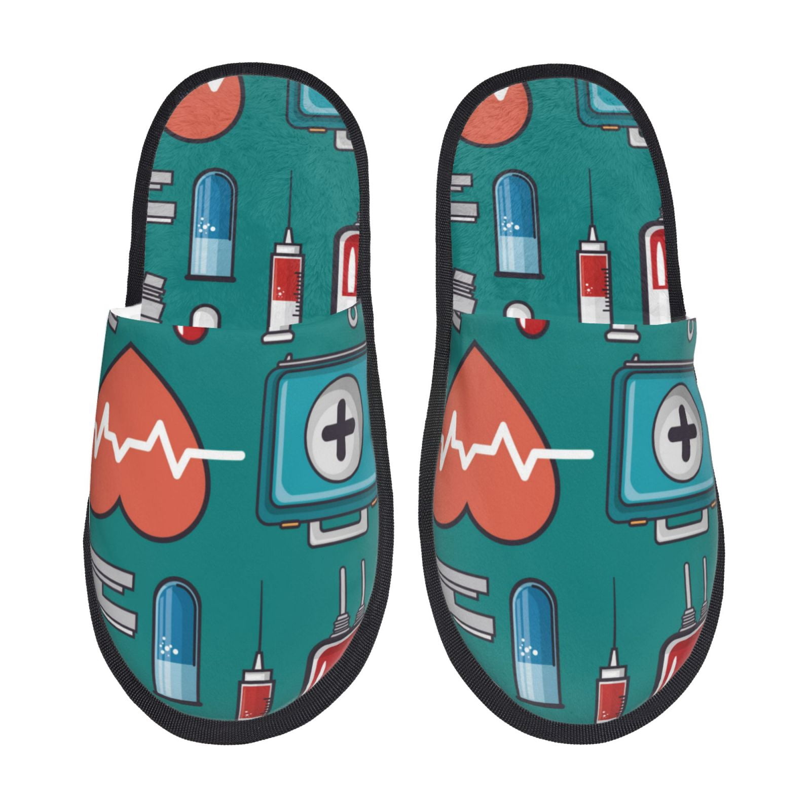 Daiia Medical Elements Pattern Furry Slippers for Women and Men, Soft ...