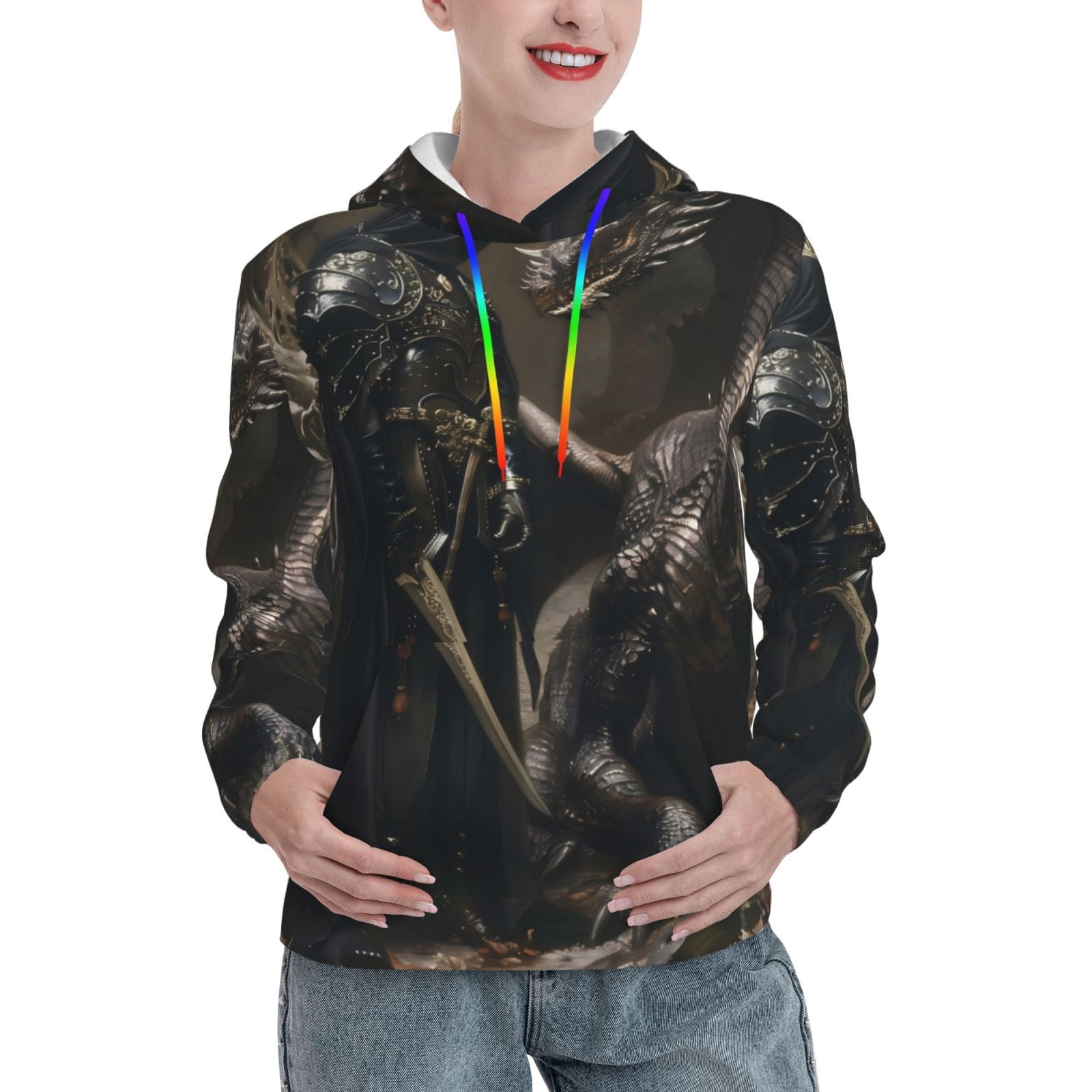 Daiia Medieval Knight And Dragon Pattern Women's Fashion Hoodies ...
