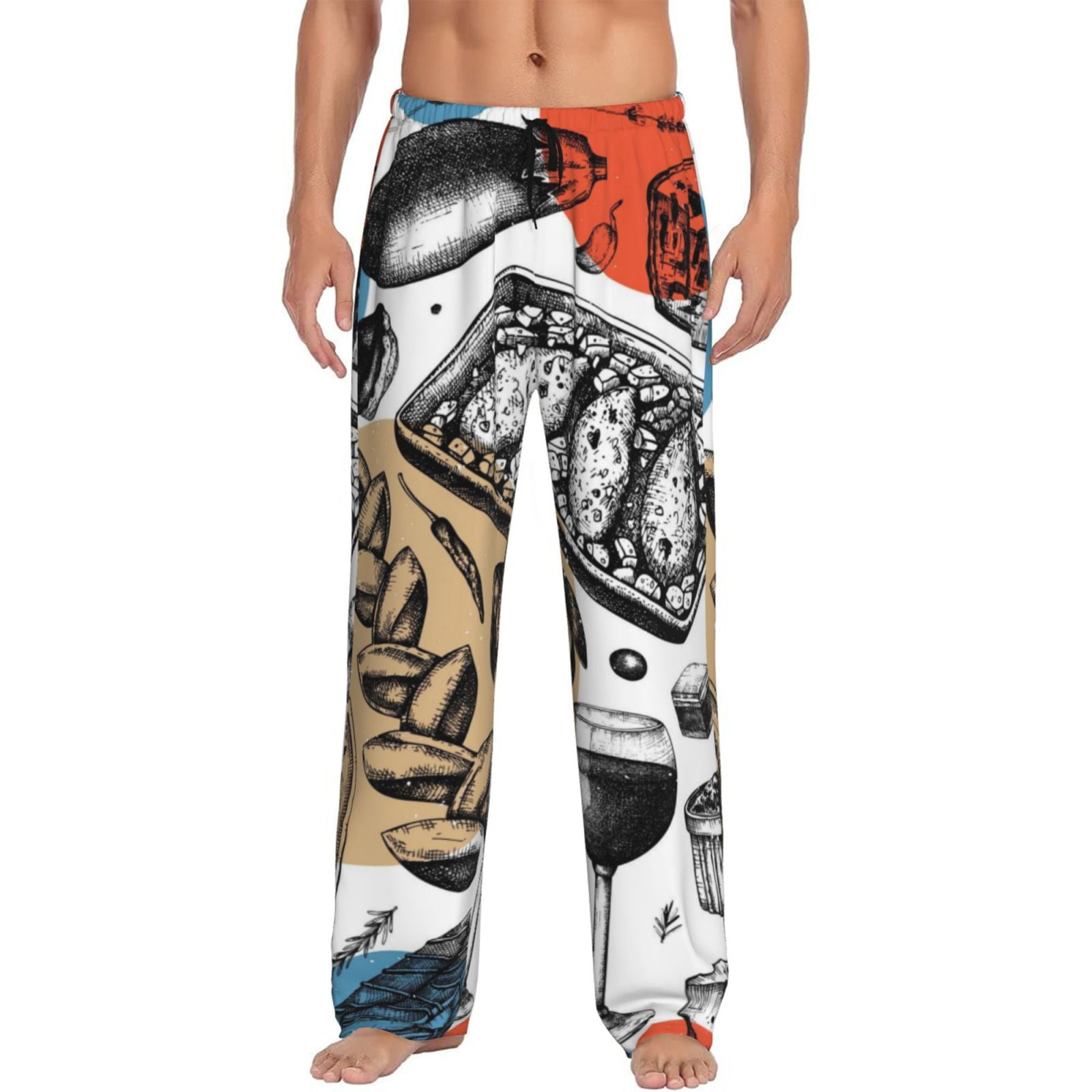 Daiia Men'S French Food Pants,Bottoms Sleep Lounge,Pajama Pants,Pj ...