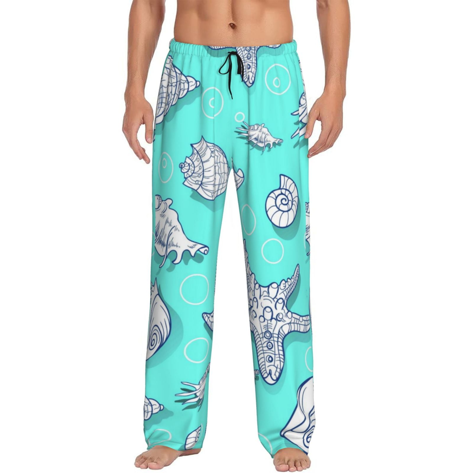 Daiia Men'S Seashell And Starfish Pants,Bottoms Sleep Lounge,Pajama Pants,Pj Bottoms Drawstring ...
