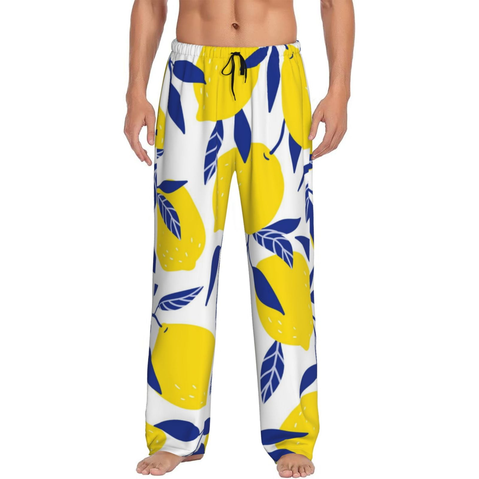 Daiia Men'S Tropical Lemon Pants,Bottoms Sleep Lounge,Pajama Pants,Pj ...