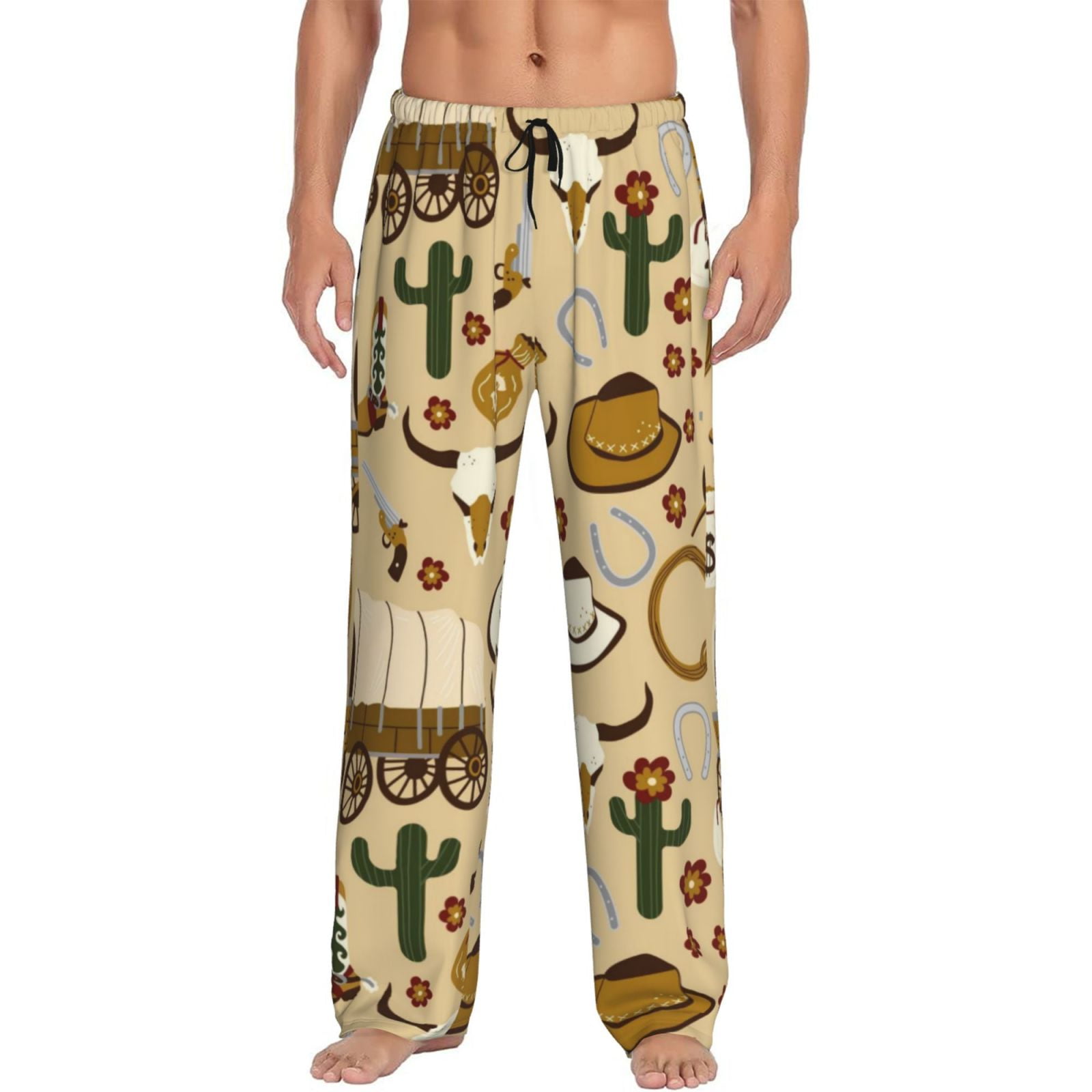 Daiia Men'S Wild West Cowboy Pants,Bottoms Sleep Lounge,Pajama Pants,Pj ...