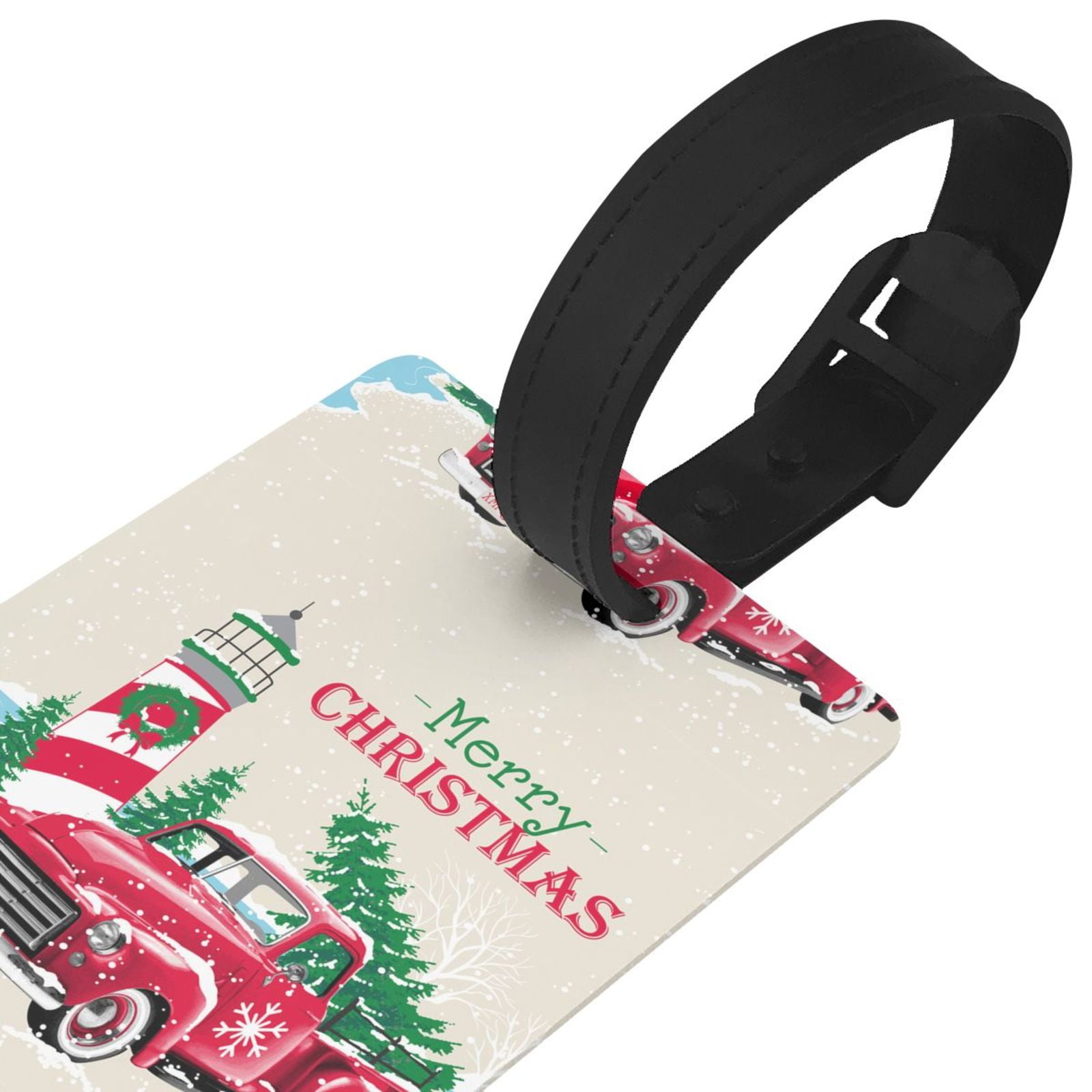 Daiia Merry Christmas 1 Durable Luggage Tags with Secure Strap Travel ID Tags Suitcase ID Tags ...