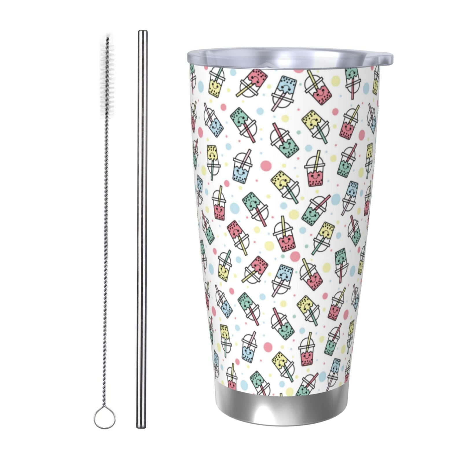 Daiia Milk Tea2 Printed 20oz Insulated Coffee Cup with Straw Topper ...