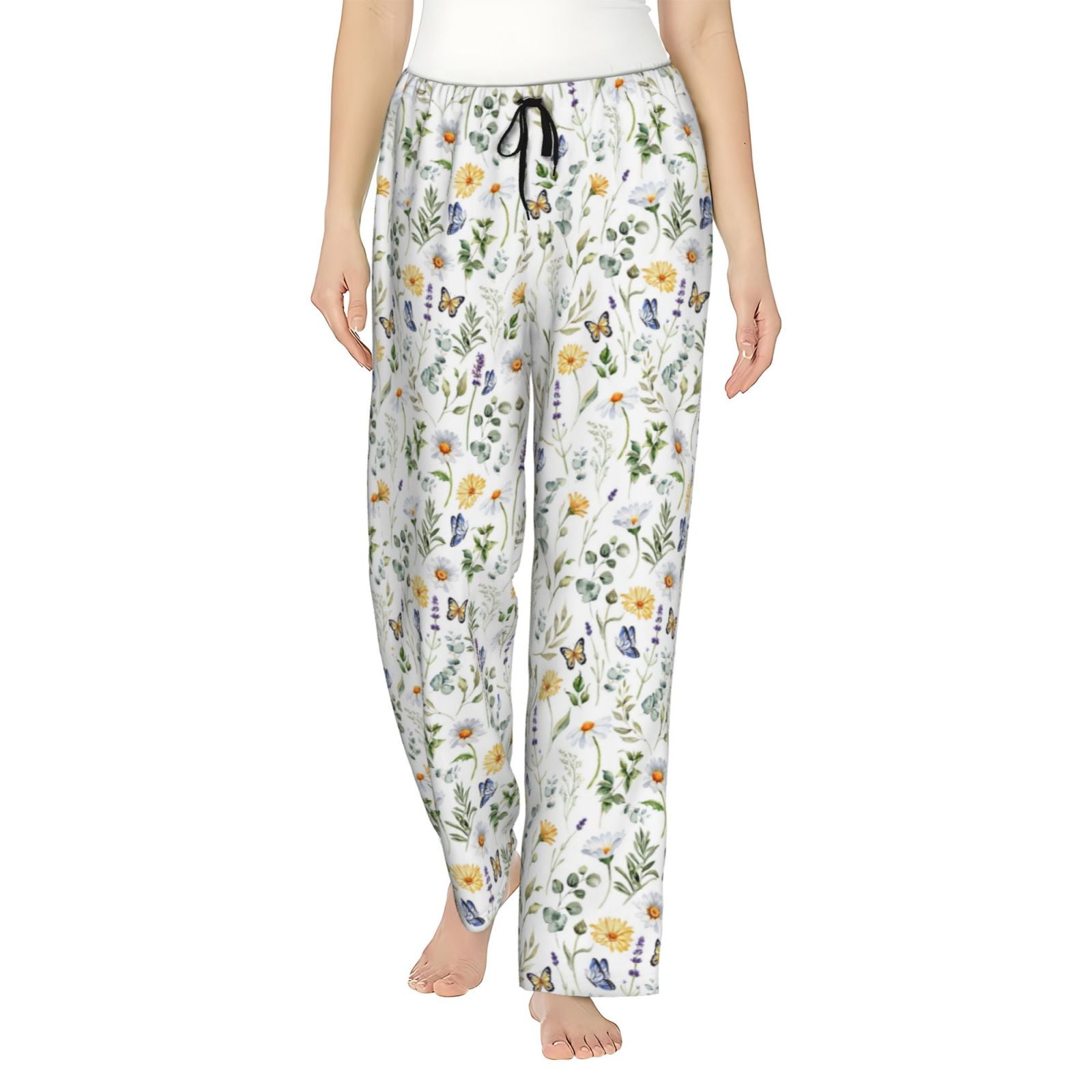 Daiia Mini Wildflower Watercolor Women's Sleep Pant with Pockets and ...