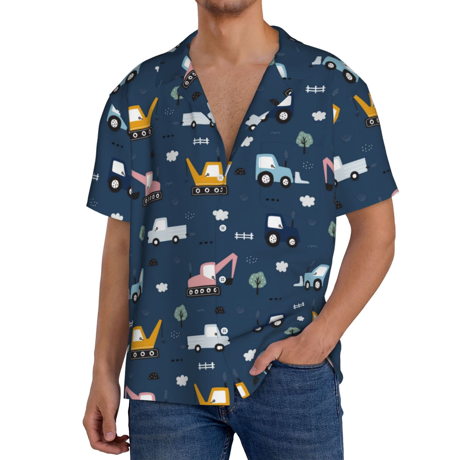 Daiia Modern Modern Excavator Men's Linen Shirts Short Sleeve Casual ...