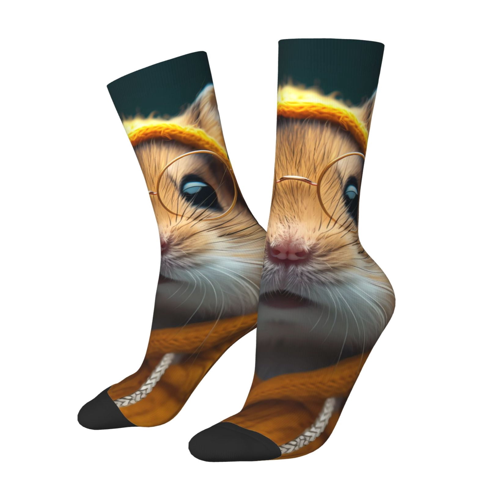Daiia Modern Yellow Sweater Guinea Pig Print Crew Socks – Soft ...