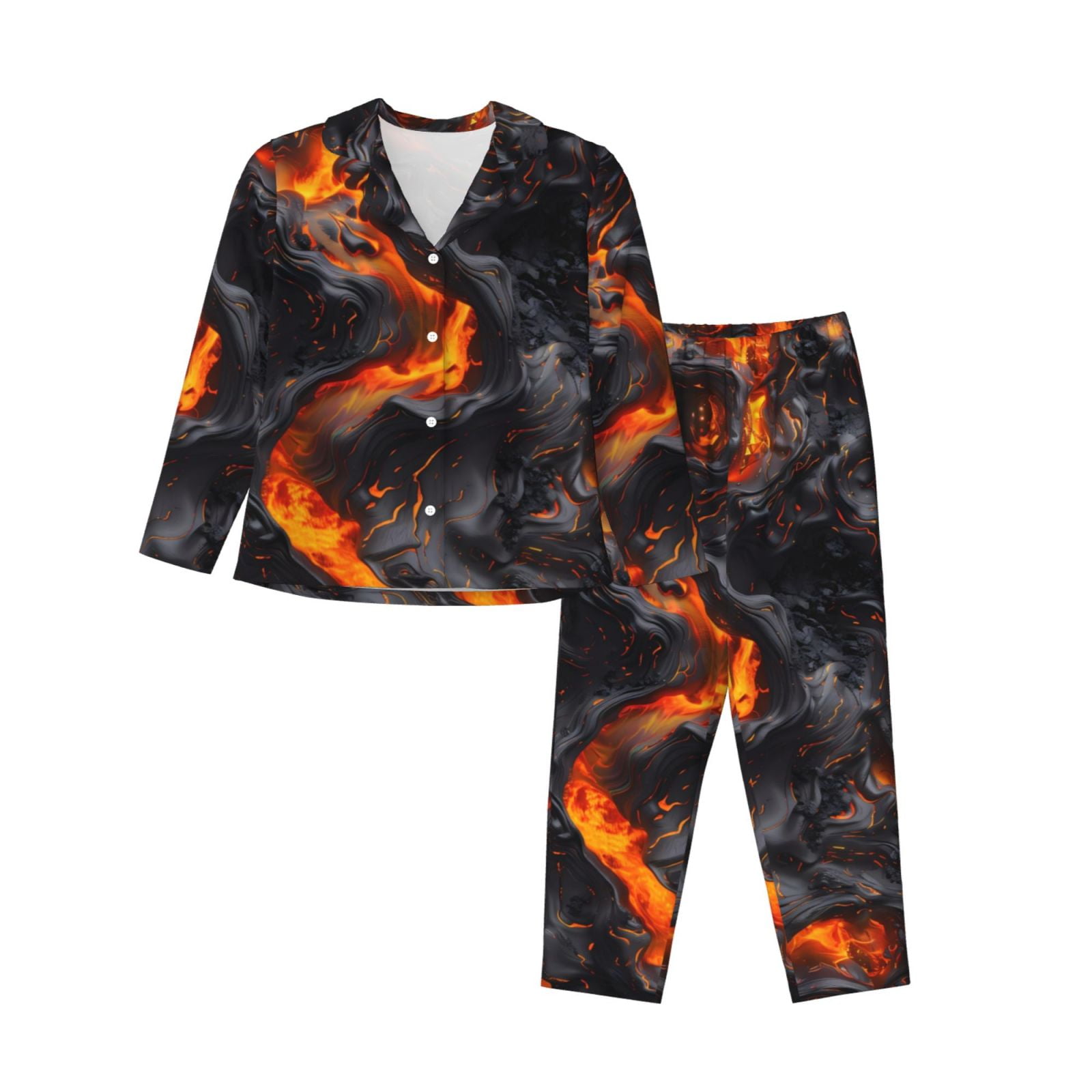 Daiia Molten Lava Abstract Flow for Women's Long-Sleeved Pajama Set ...