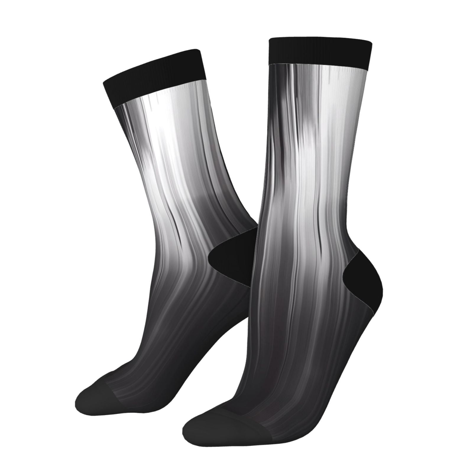 Daiia Monochrome Abstract Lines Print Crew Socks – Soft Breathable Long ...