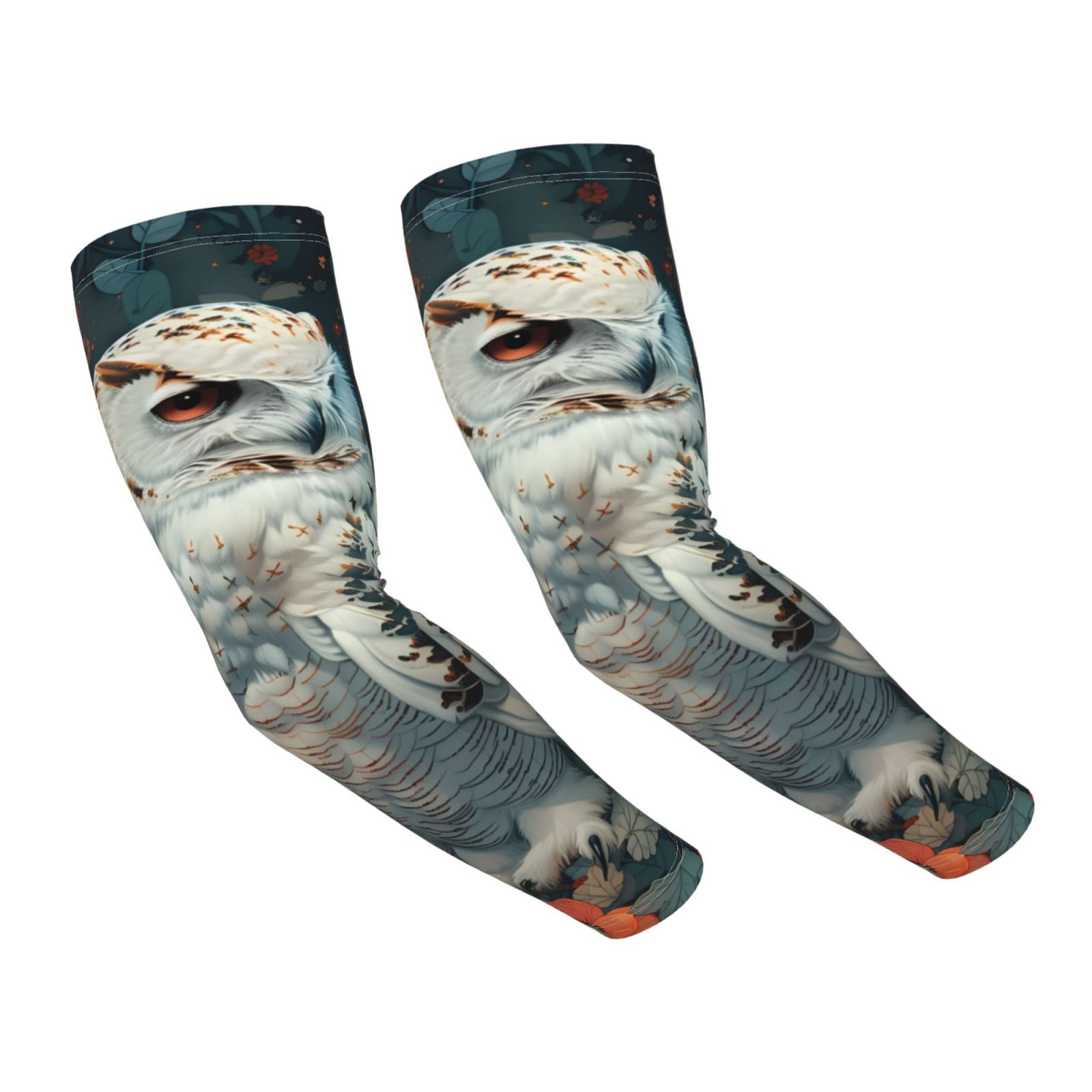 Daiia Moon Flower White Owl UV Sun Protection Arm Sleeves - Cooling ...