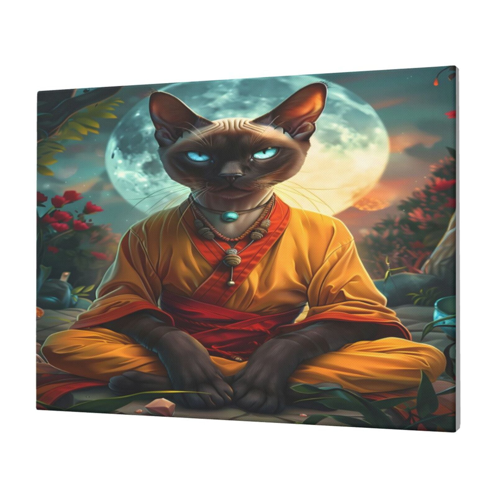 Daiia Moonlit Hairless Cat Monk Print Canvas Decorative Picture ...