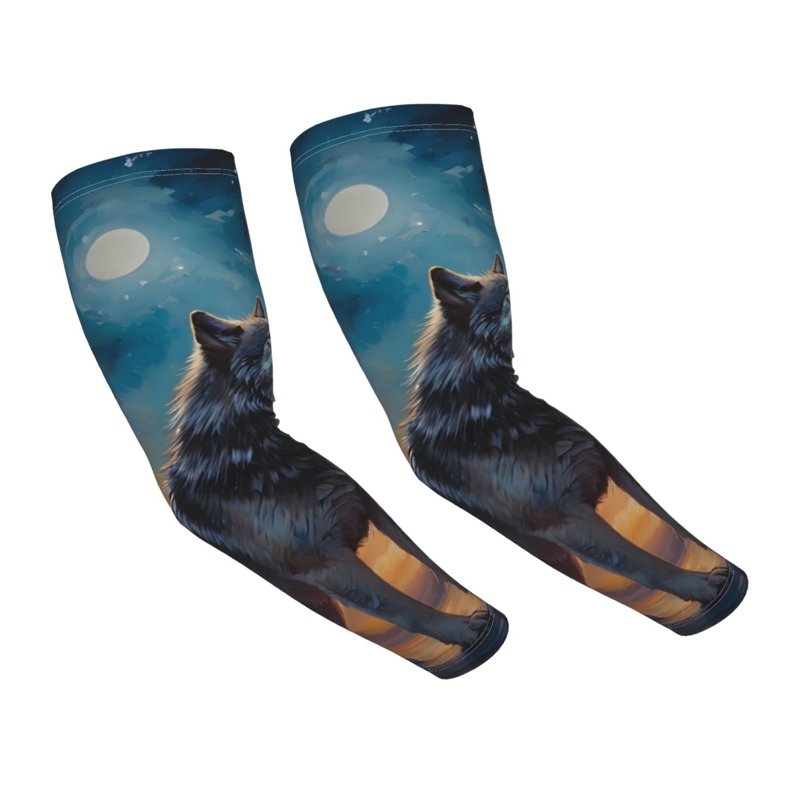 Daiia Moonlit Night Sky Wolf UV Sun Protection Arm Sleeves - Cooling ...