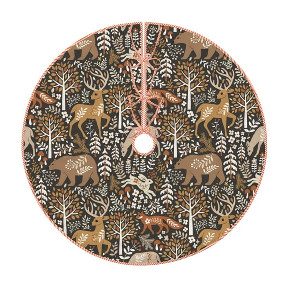Daiia Moose fox bear leaf tree Drawing Merry Christmas Tree Skirt ...