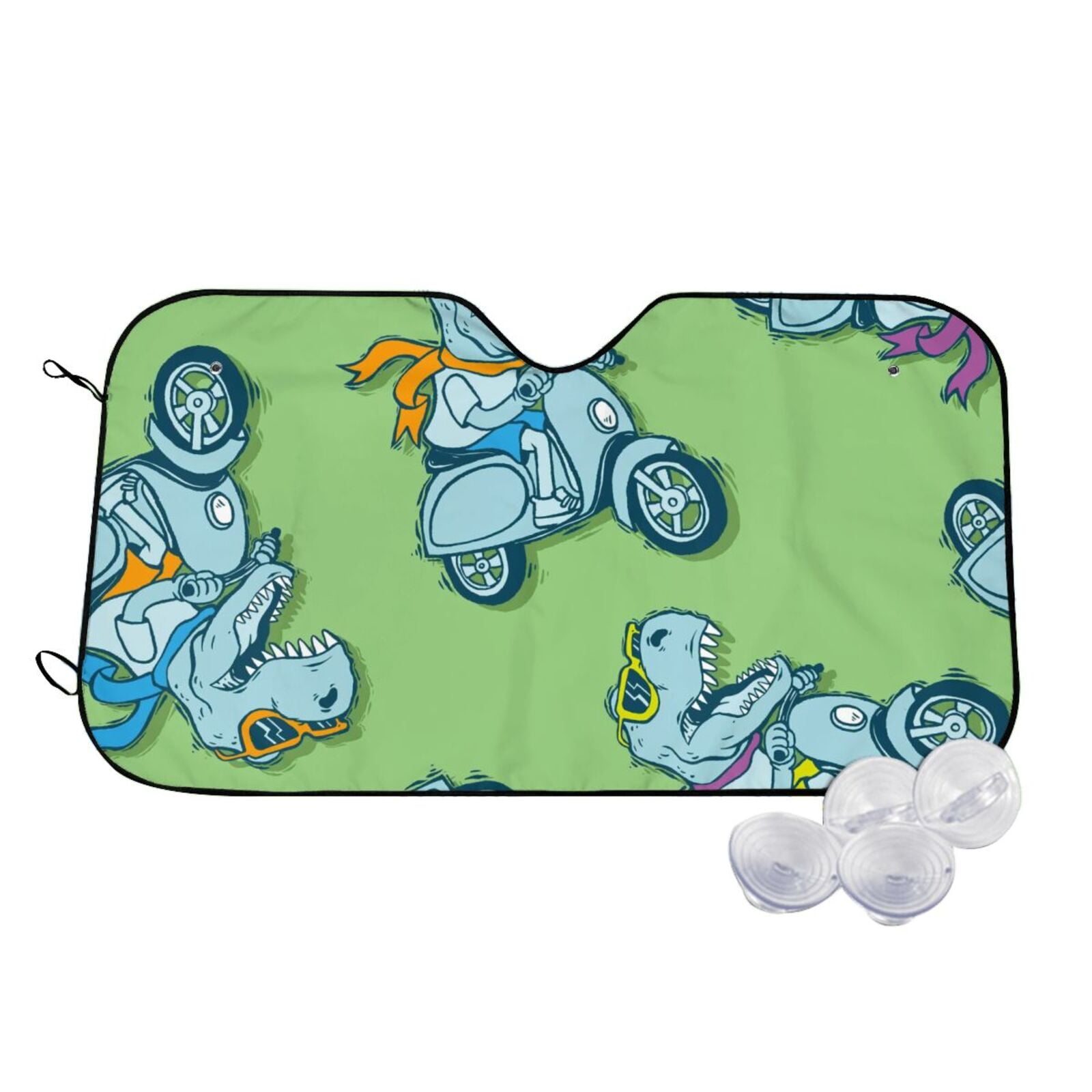 Daiia Motorcycle Riding Dinosaur Windshield Sun Shade for Car SUV Truck ...