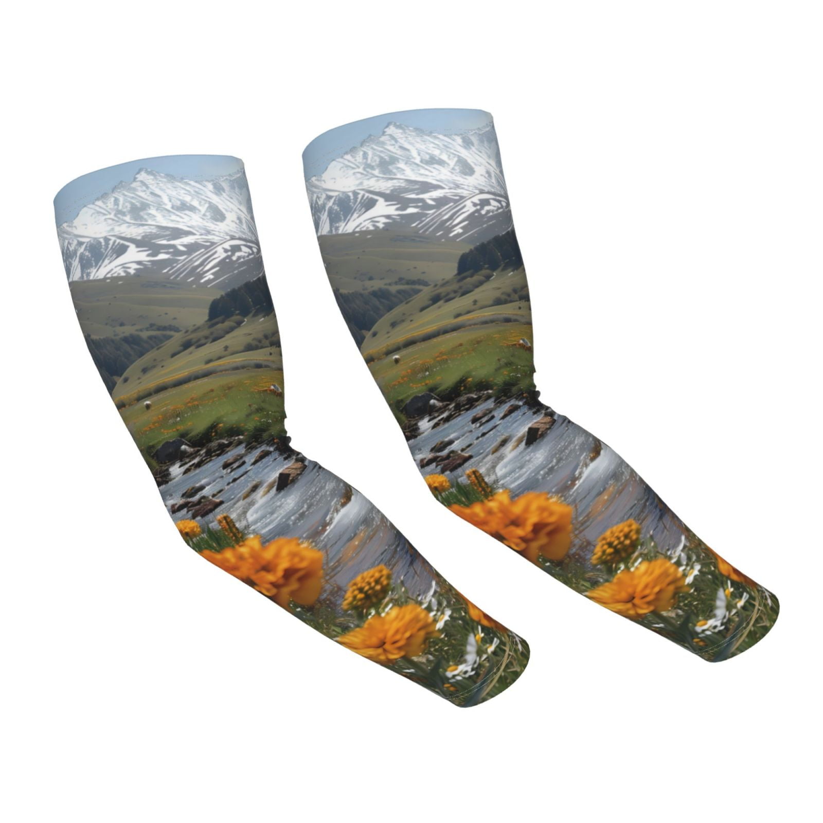 Daiia Mountain Cows Flower Stream UV Sun Protection Arm Sleeves ...