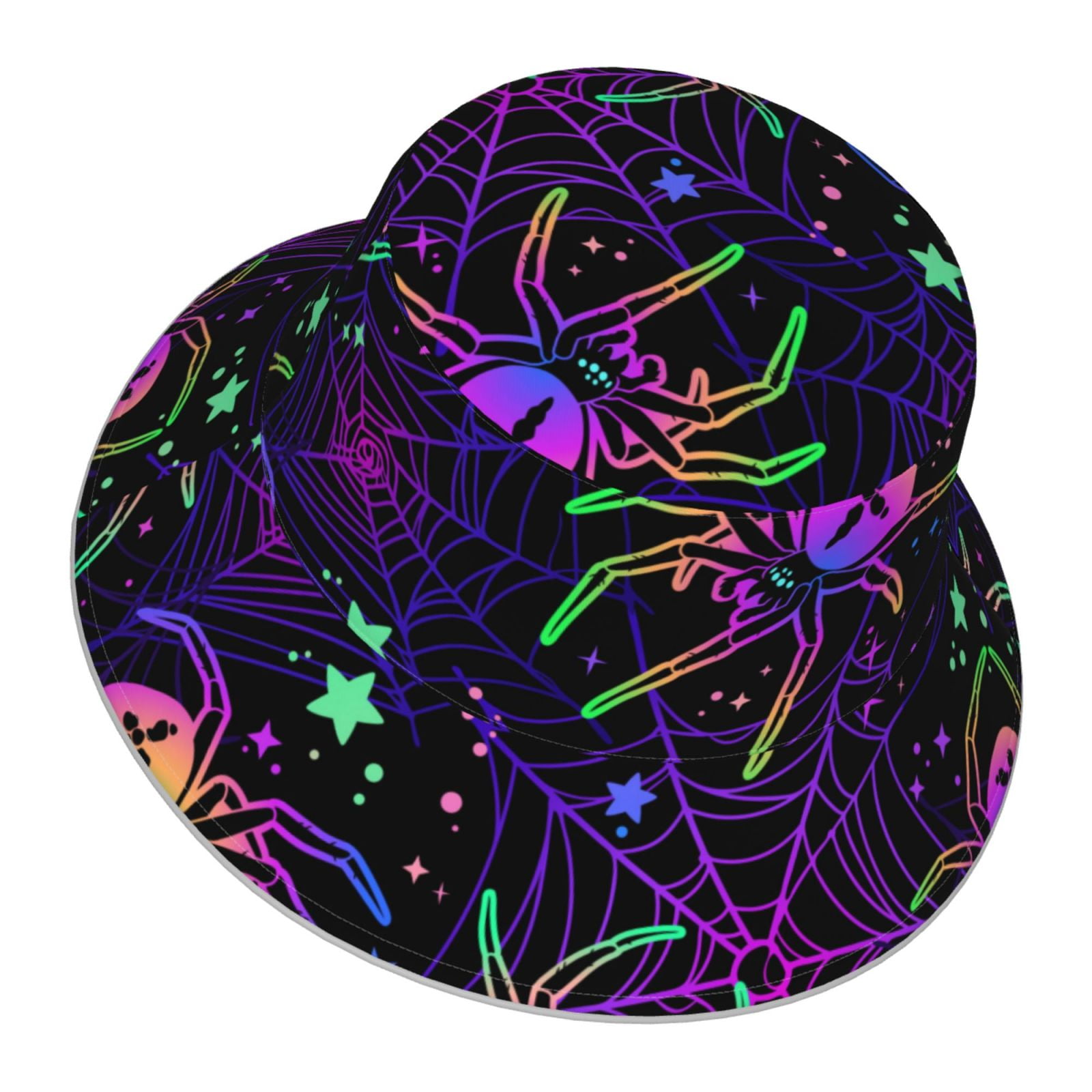 Daiia Multi-colored Spiders Pattern Bucket Hat - Trendy Cotton Sun Hat ...
