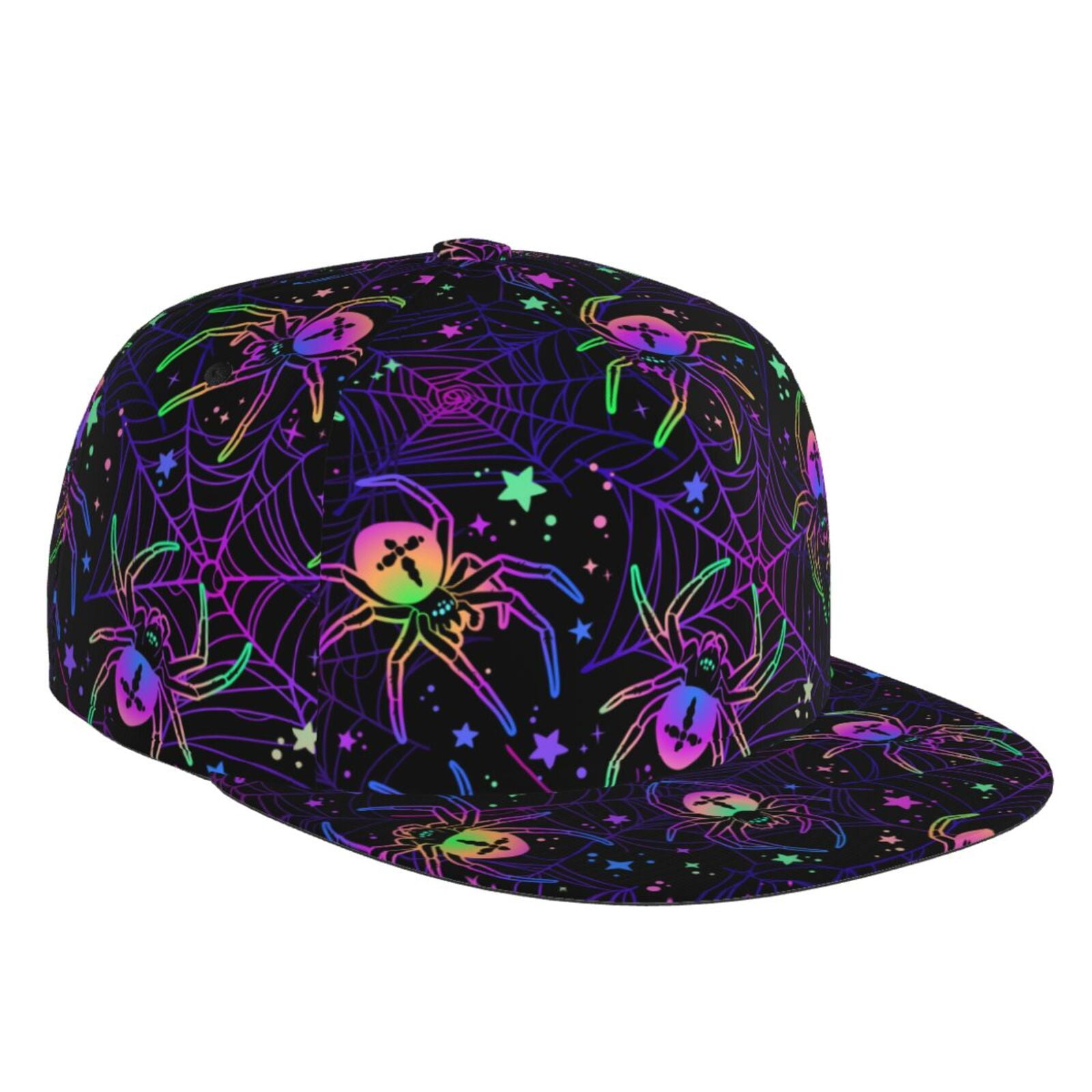 Daiia Multi-colored Spiders print Flat Bill Hats Flat Brim Trucker Cap ...
