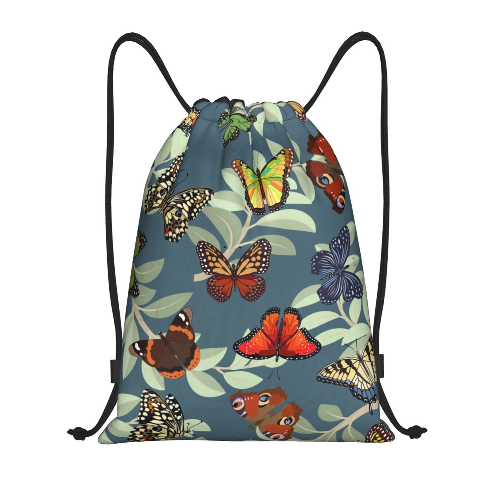 Daiia Multicolored Butterflies Pattern Drawstring Backpack, Gym Bag ...