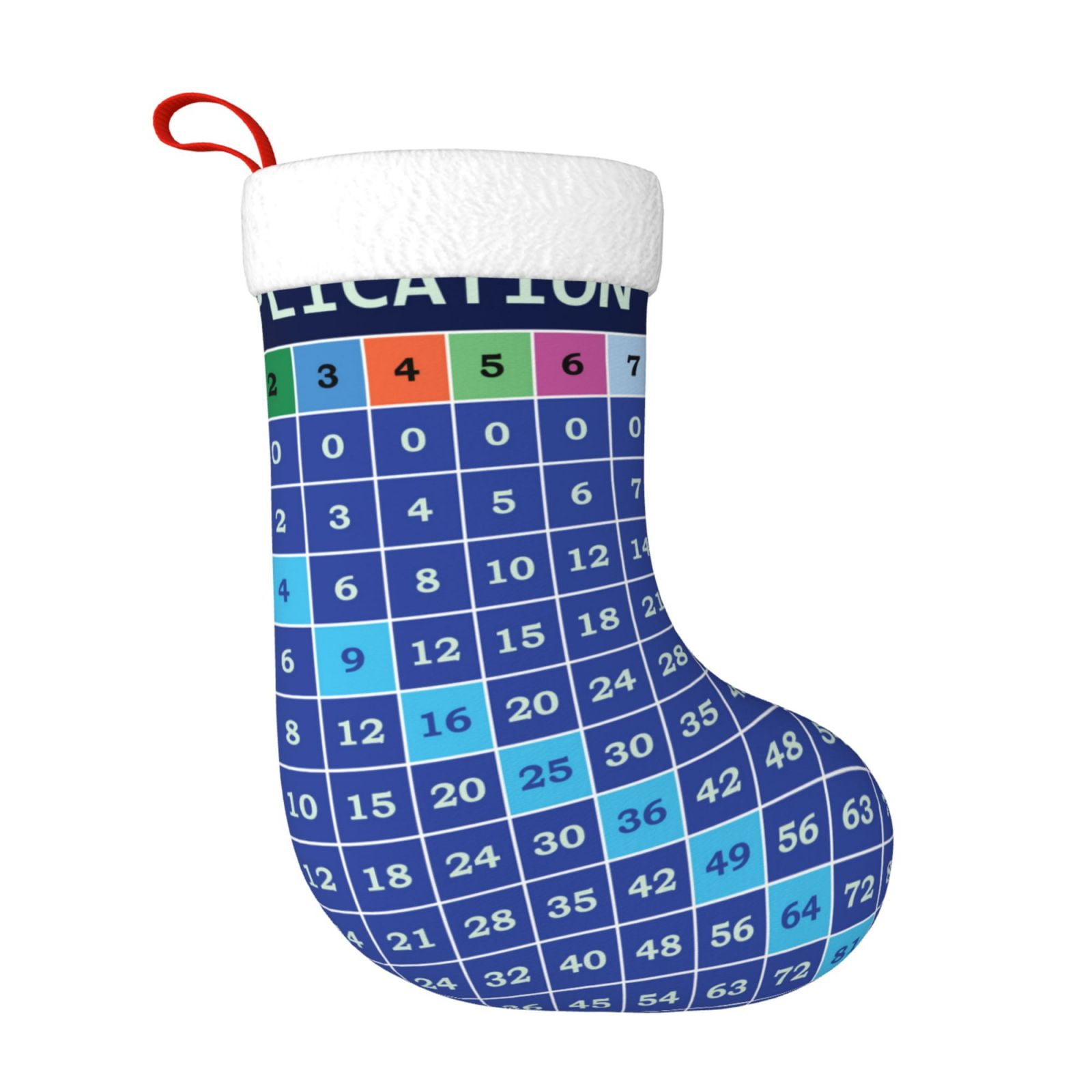 Daiia Multiplication Table Print Christmas Stocking，18"Large Knitted ...