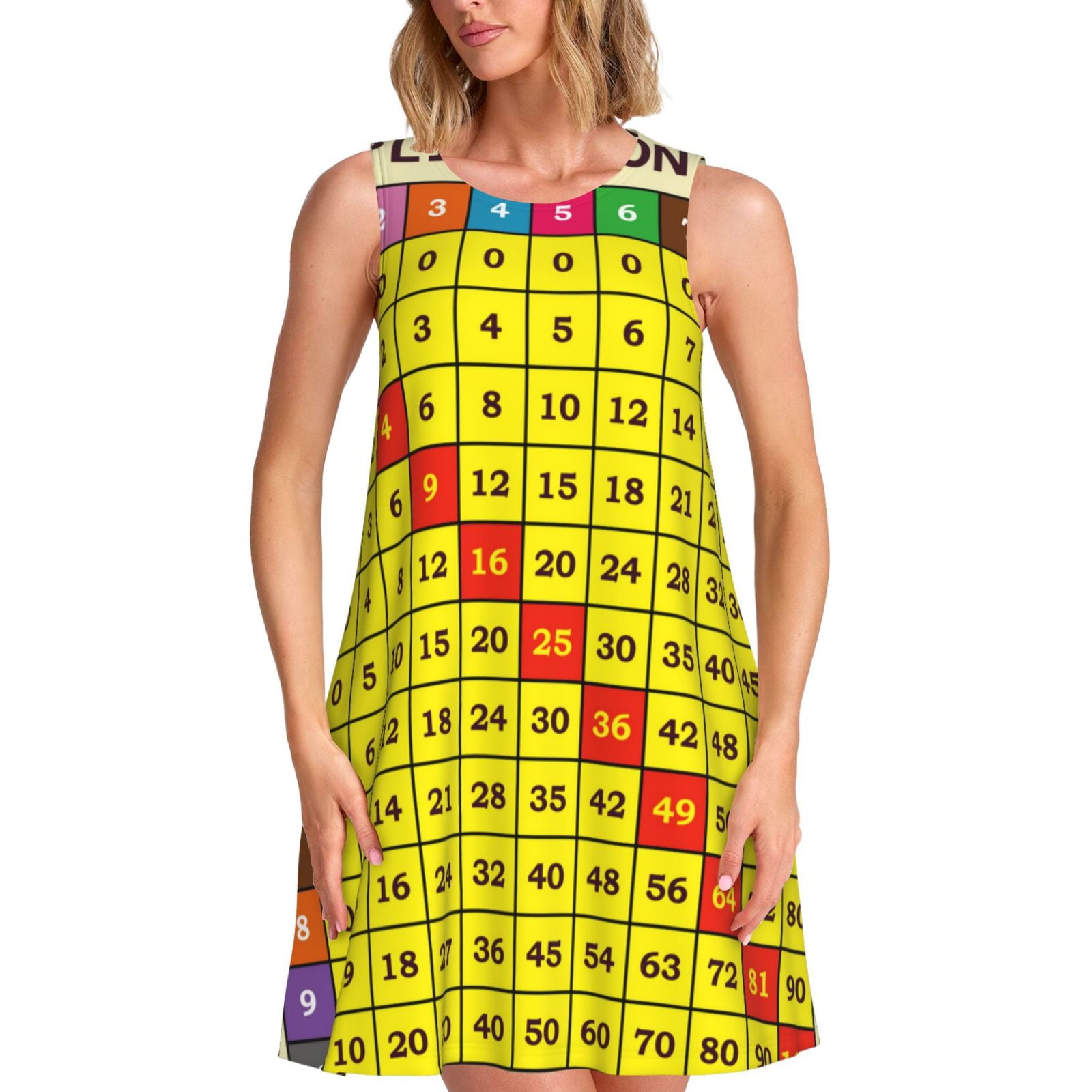 Daiia Multiplication Table2 Print Women's Dresses 2025 Trendy Short ...