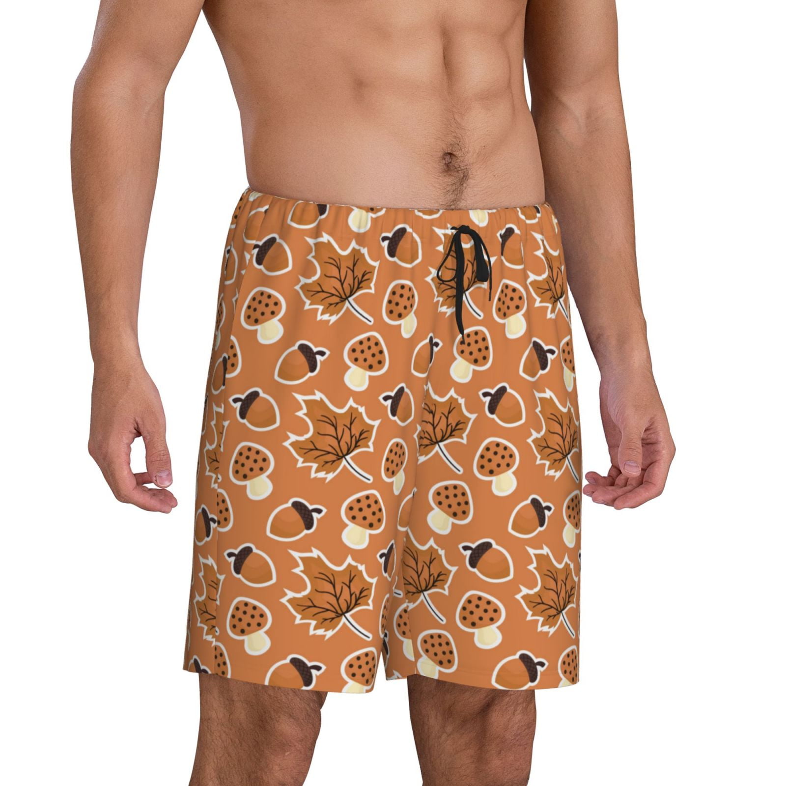 Daiia Mushroom maple nuts Mens Woven Stretch Pajama Short,Short Pajama ...