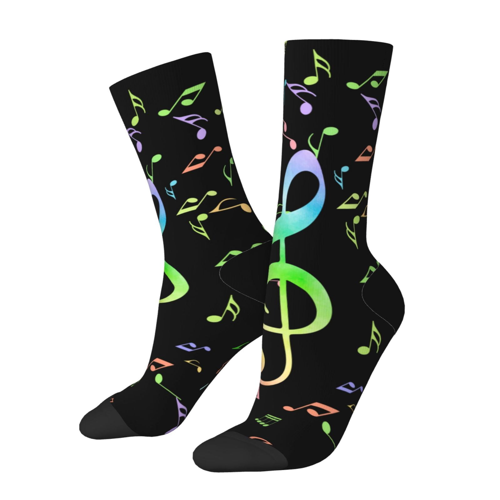 Daiia Music Notes Print Crew Socks – Soft Breathable Long Socks for Men ...