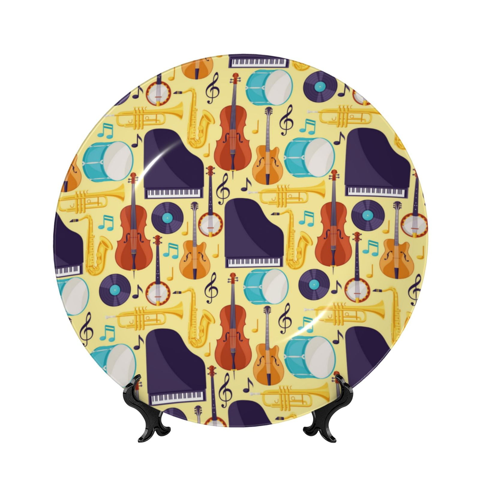 Daiia Musical Instruments Printed Pattern Ceramic Plate Dinner Plates ...