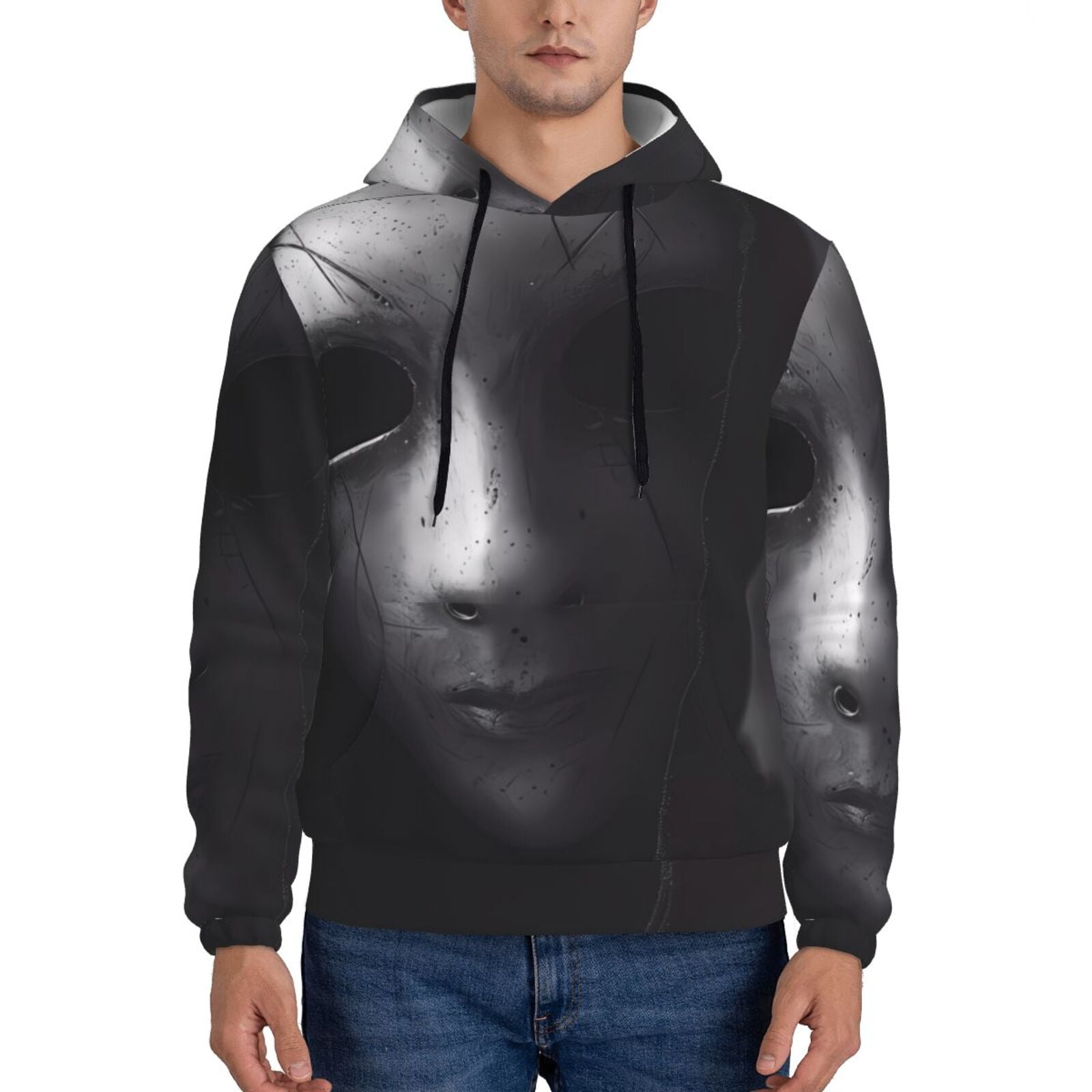Daiia Mystical Masked Figure Monochrome for Men's Fashion Hoodies ...