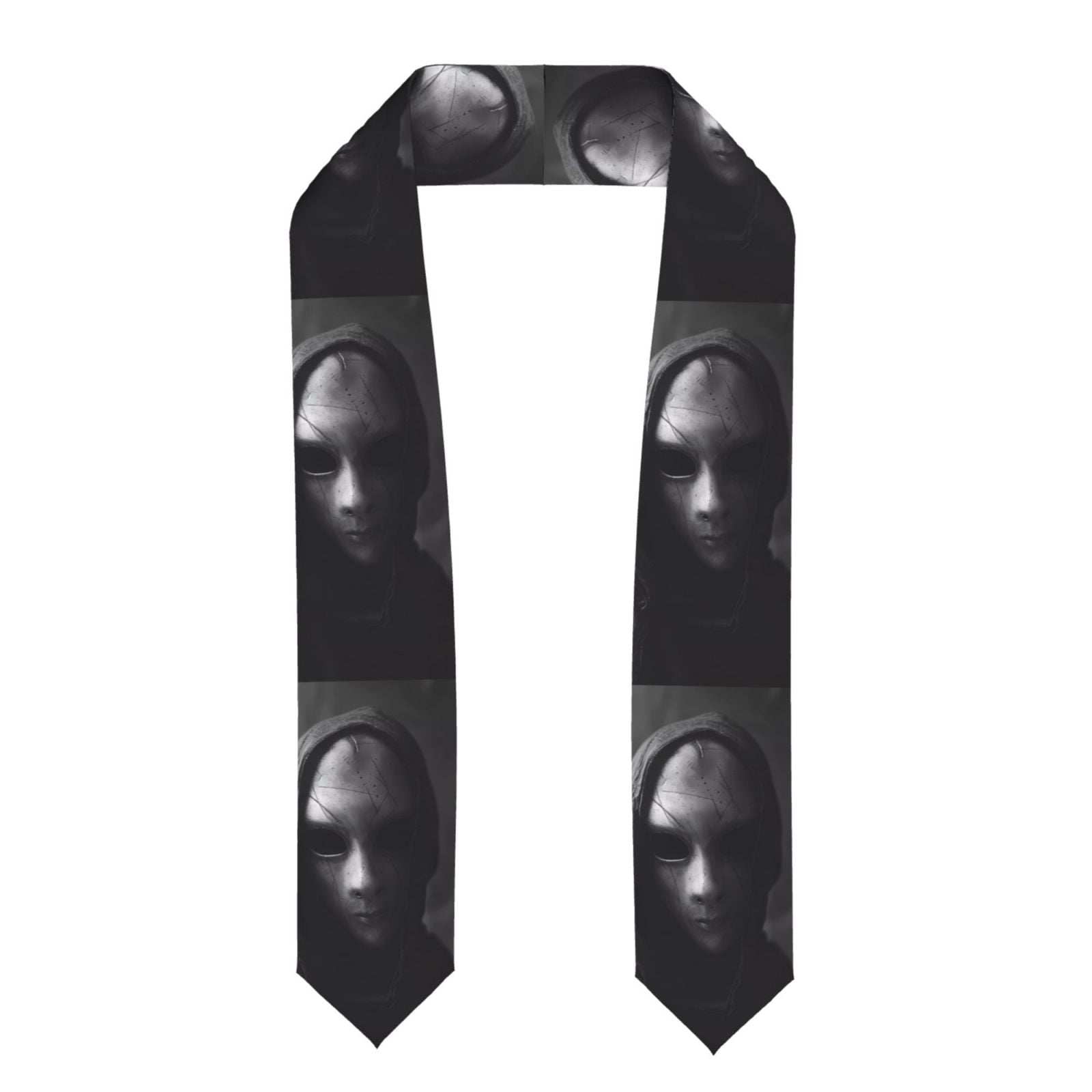 Daiia Mystical Masked Figure Monochrome Pattern Graduation Shawl Stole ...