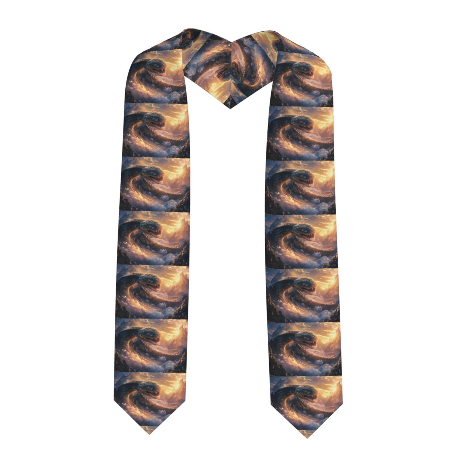Daiia Mythical Serpent Mountain Sunrise Pattern Graduation Shawl Stole ...