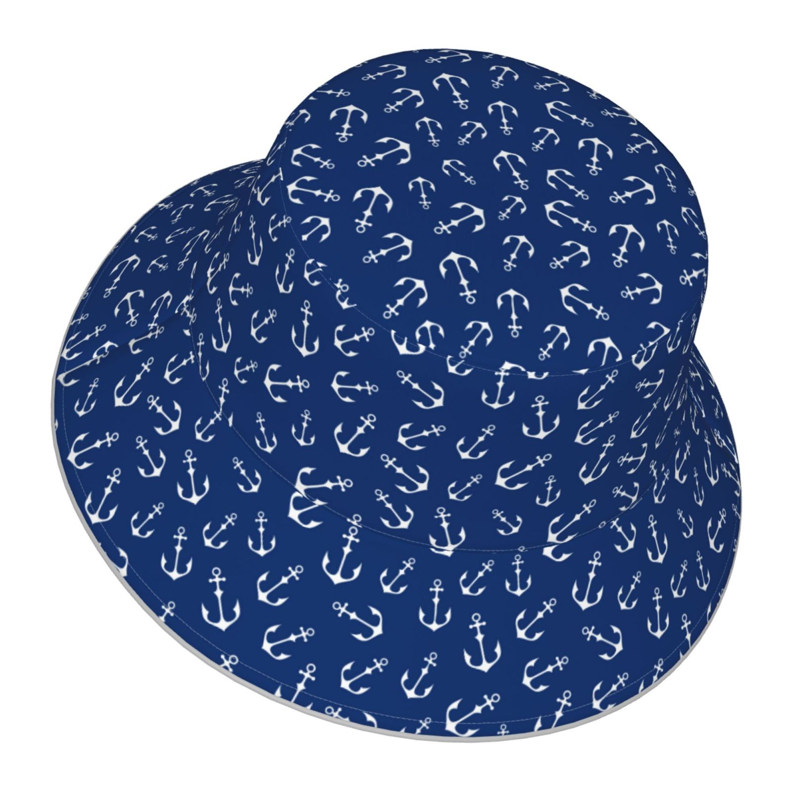 Daiia Nautical Anchors Pattern Bucket Hat - Trendy Cotton Sun Hat for ...